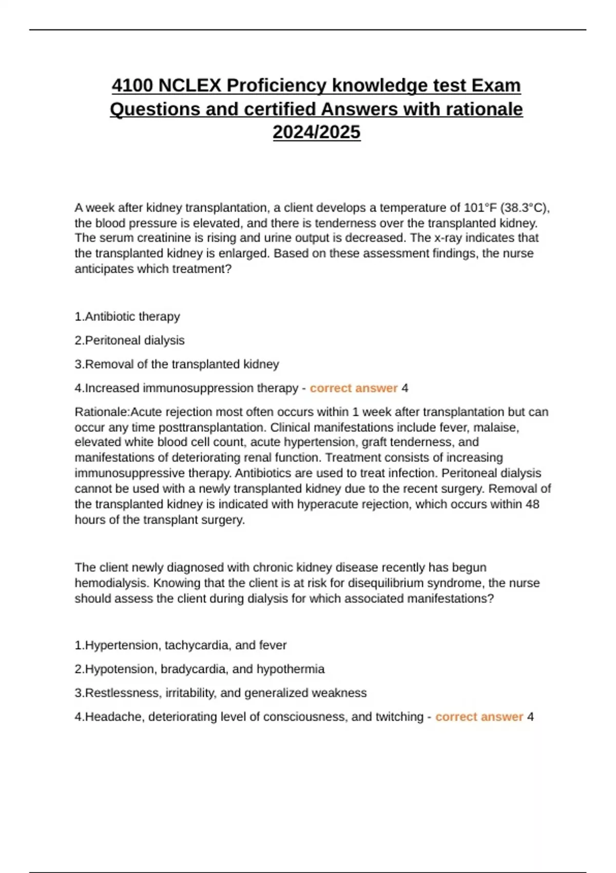 4100 NCLEX Proficiency knowledge test Exam Questions and certified ...