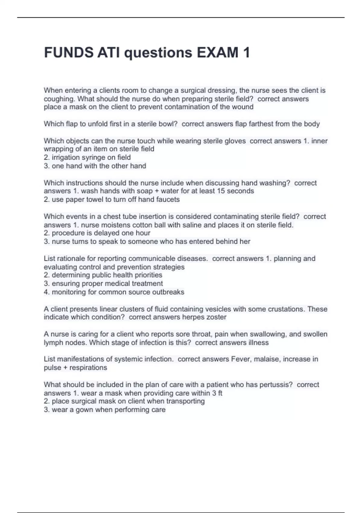 FUNDS ATI questions EXAM WITH CORRECT ANSWERS 2024 - FUNDS ATI questio ...