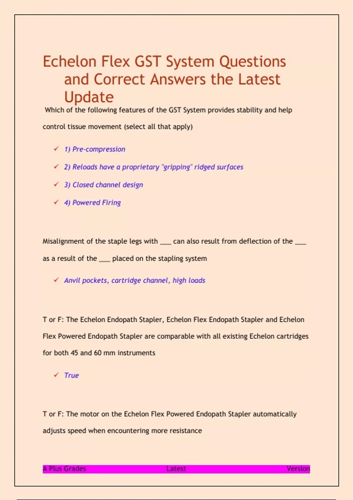Echelon Flex GST System Questions and Correct Answers the Latest Update ...