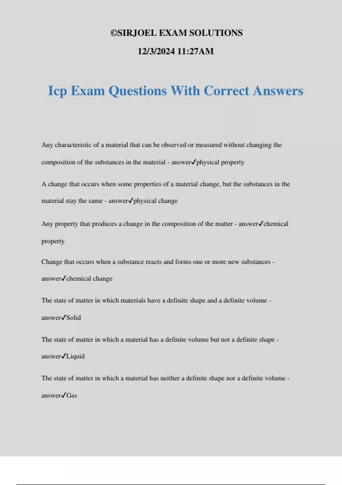 Icp Exam Questions With Correct Answers - Icp - Stuvia UK