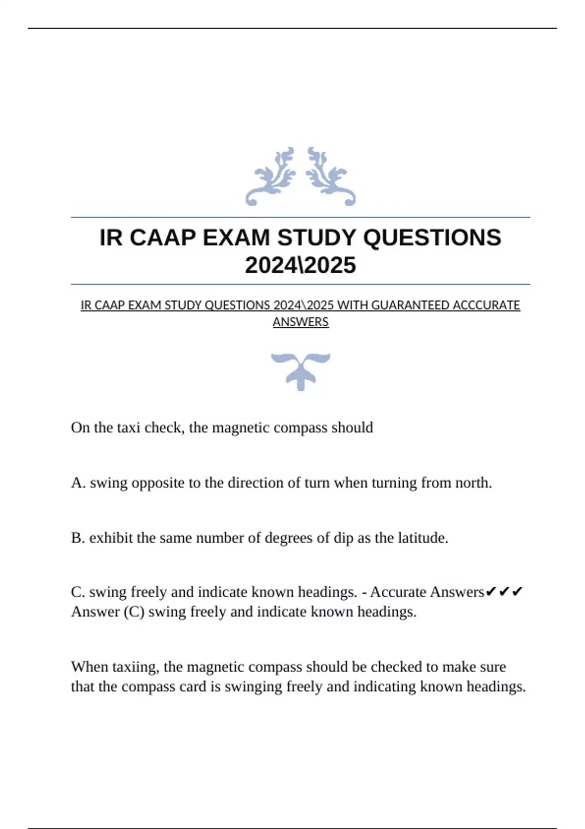 IR CAAP EXAM STUDY QUESTIONS WITH GUARANTEED ACCCURATE ANSWERS - IR ...