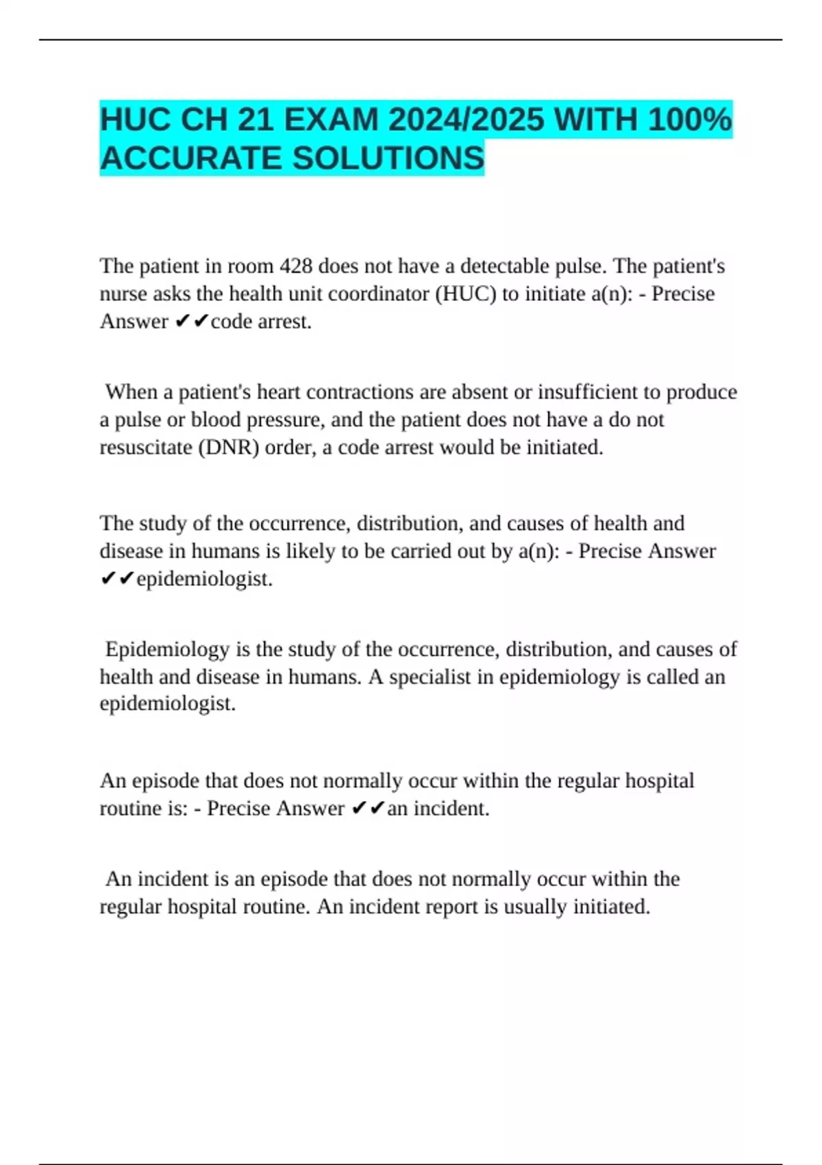 HUC CH 21 EXAM 2024/2025 WITH 100% ACCURATE SOLUTIONS - HUC CH 21 ...