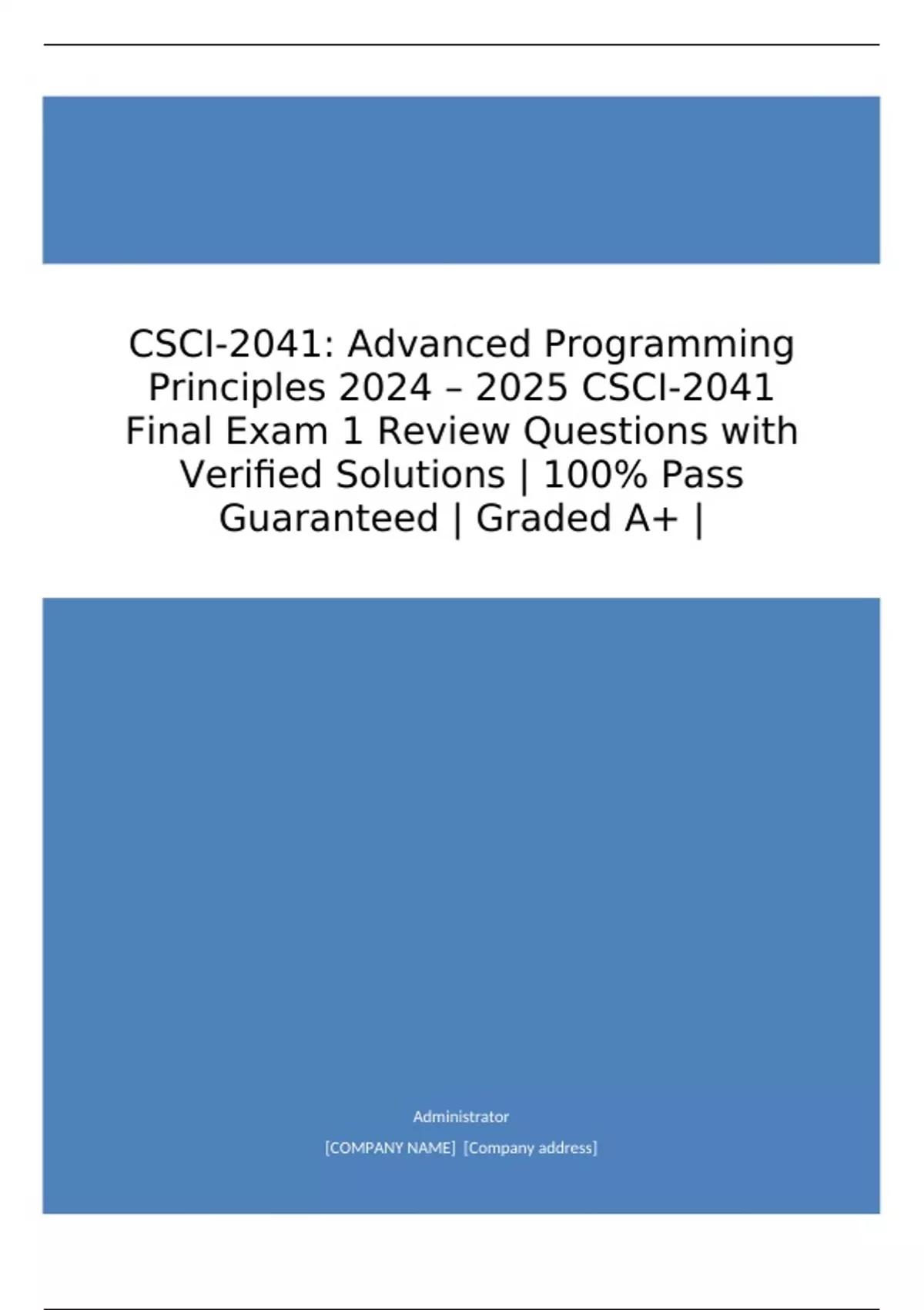 CSCI-2041: Advanced Programming Principles at University of Minnesota CSCI-2041 Final and ...