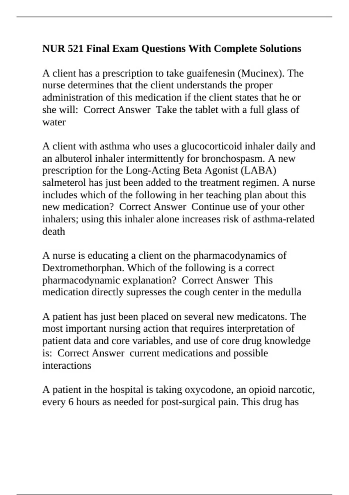 Nur 521 Final Exam Questions With Complete Solutions Nur 521 Stuvia Us