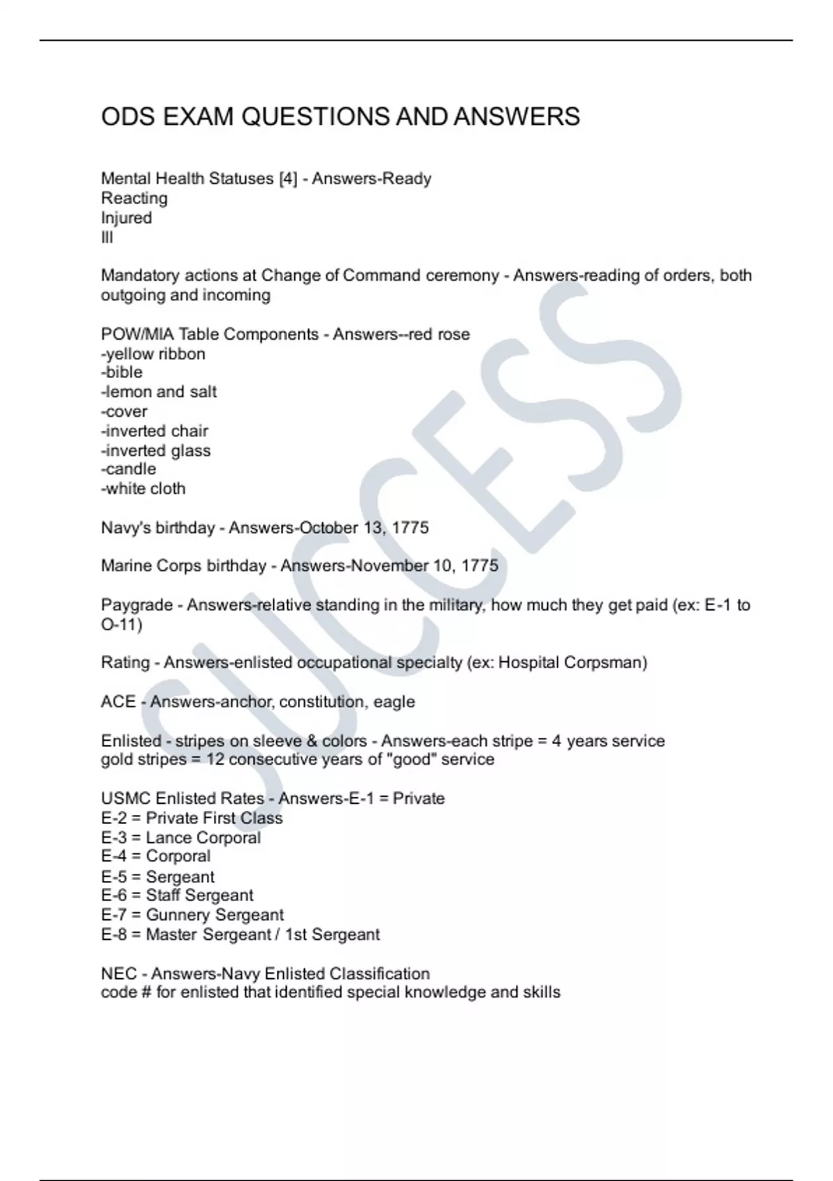 ODS EXAM QUESTIONS AND ANSWERS - ODS 23070 - Stuvia US