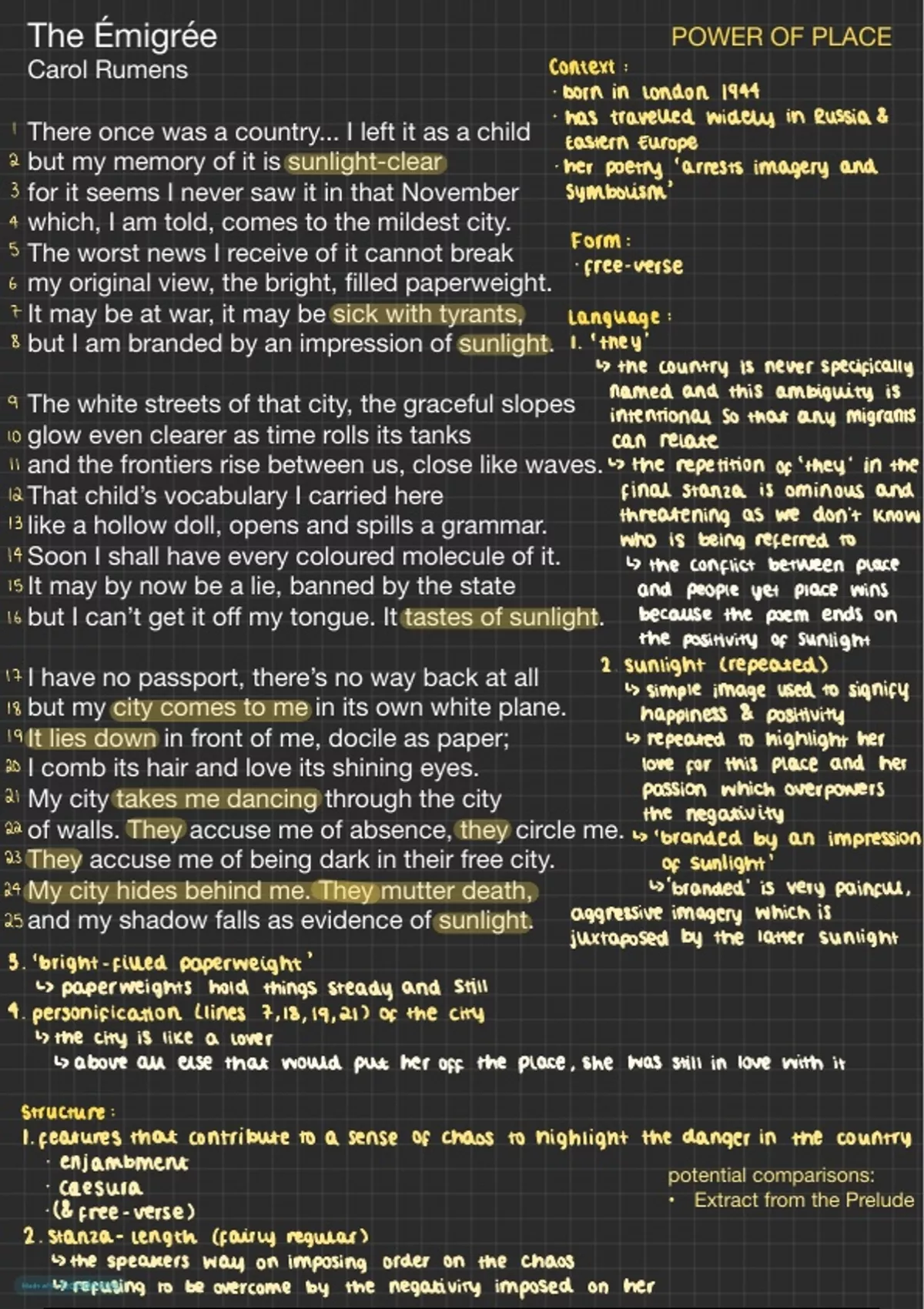 Grade 9 level analysis of the poem “The Emigree” - English Literature ...