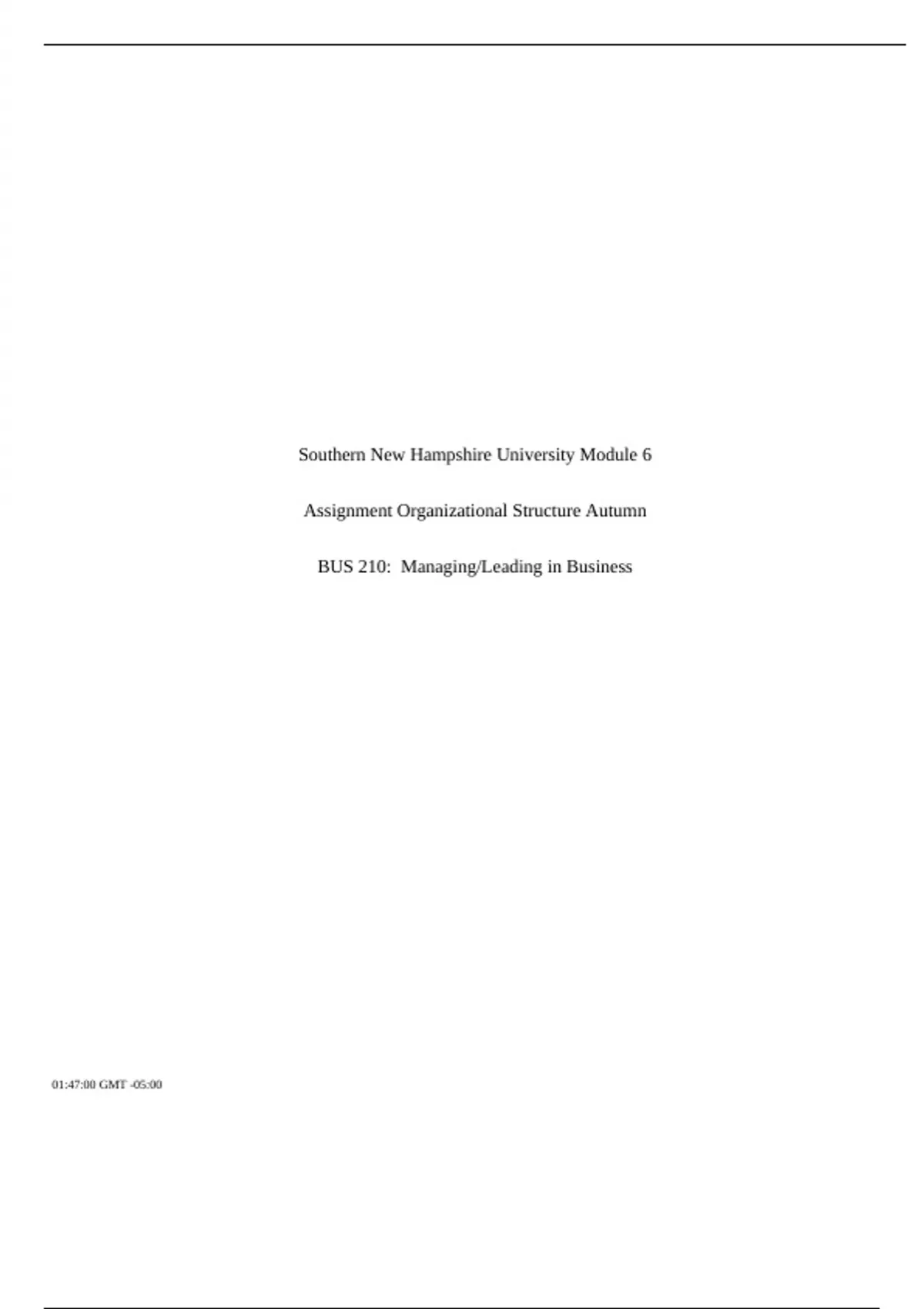 Summary Southern New Hampshire University Module 6 Assignment ...