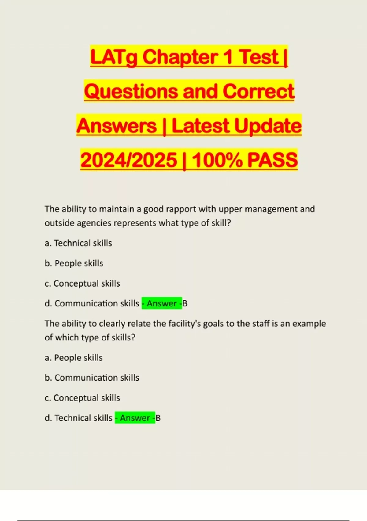 LATg Chapter 1 Test | Questions and Correct Answers | Latest Update ...
