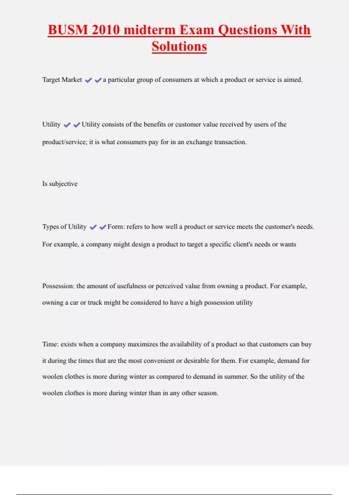 BUSM 2010 midterm Exam Questions With Solutions - BUSM - Stuvia US