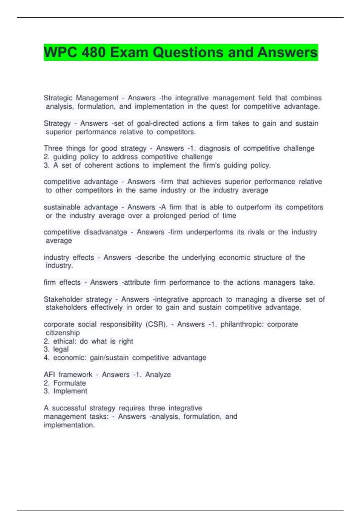 WPC 480 Exam Questions and Answers - WPC 480 - Stuvia US