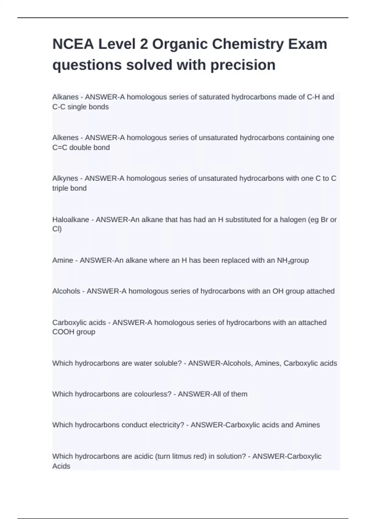 NCEA Level 2 Organic Chemistry Exam questions solved with precision ...