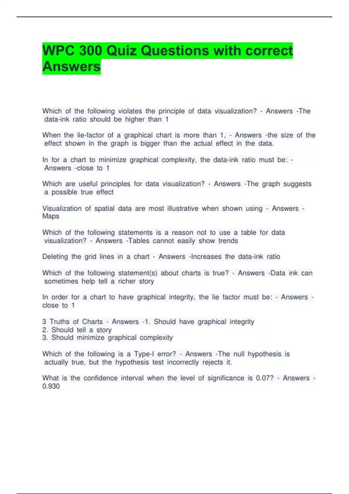 WPC 300 Quiz Questions with correct Answers - WPC 300 - Stuvia US