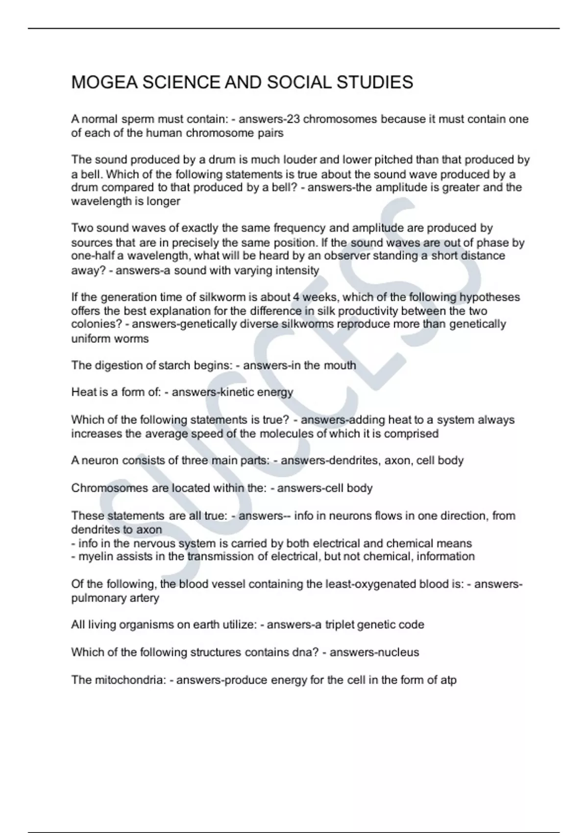 MOGEA SCIENCE AND SOCIAL STUDIES - MOGEA - Stuvia US