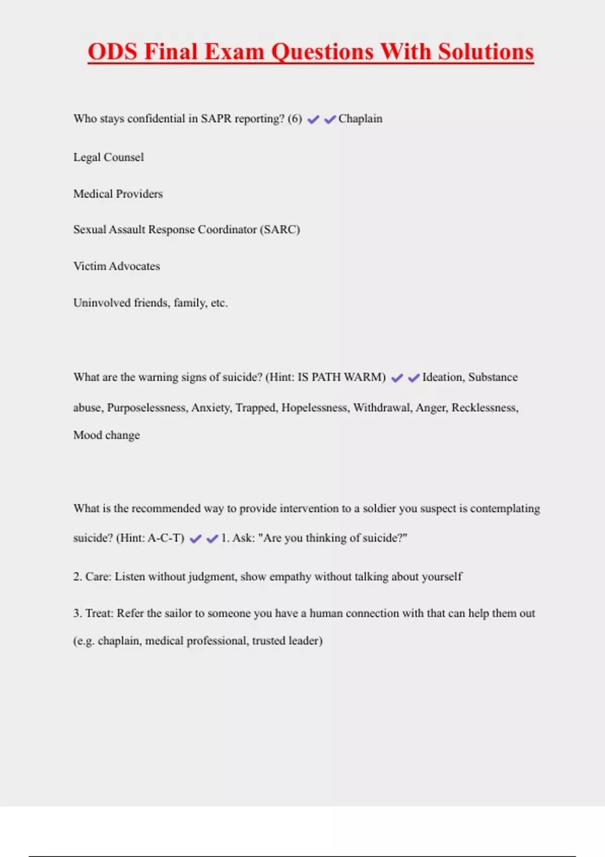 ODS Final Exam Questions With Solutions - ODS - Stuvia US