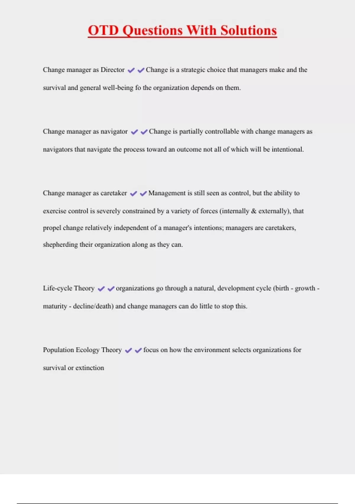 OTD Questions With Solutions - OTD - Stuvia US