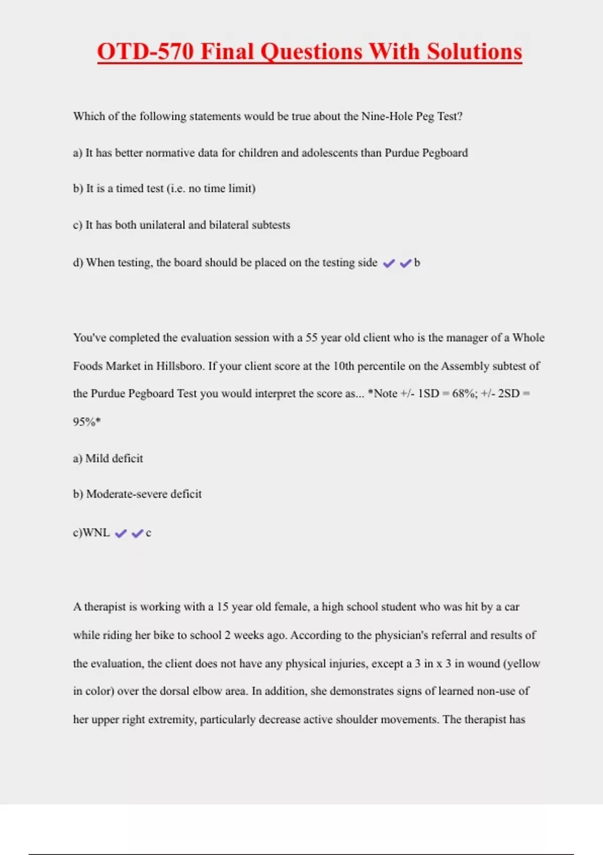 OTD-570 Final Questions With Solutions - OTD - Stuvia US