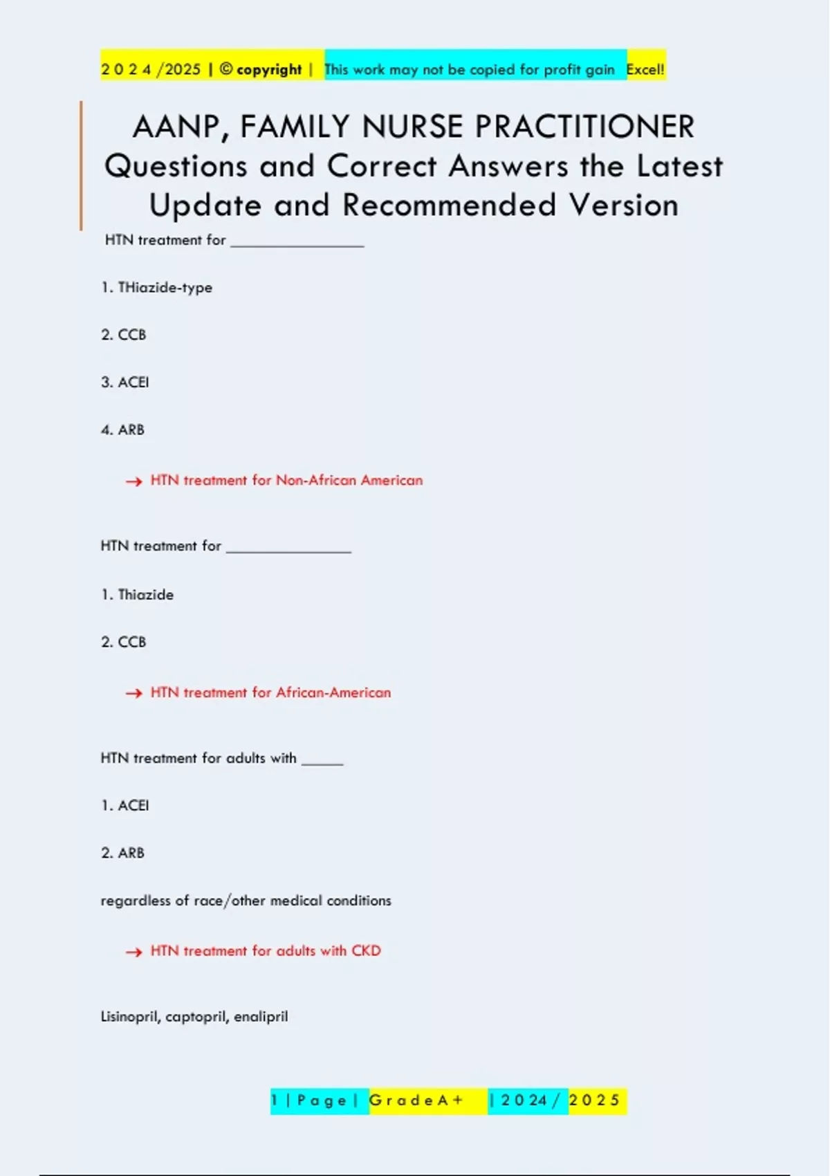 AANP, FAMILY NURSE PRACTITIONER Questions and Correct Answers the ...