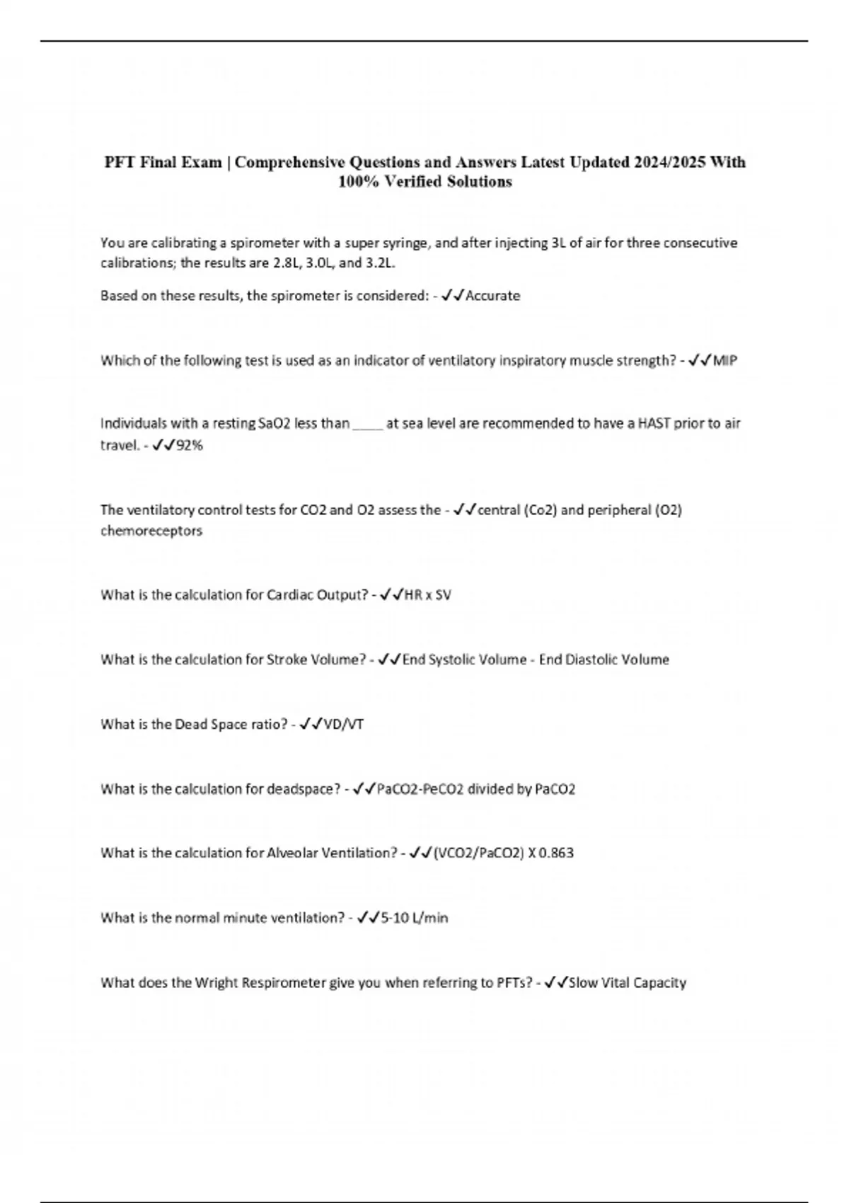 PFT Final Exam | Comprehensive Questions and Answers Latest Updated ...