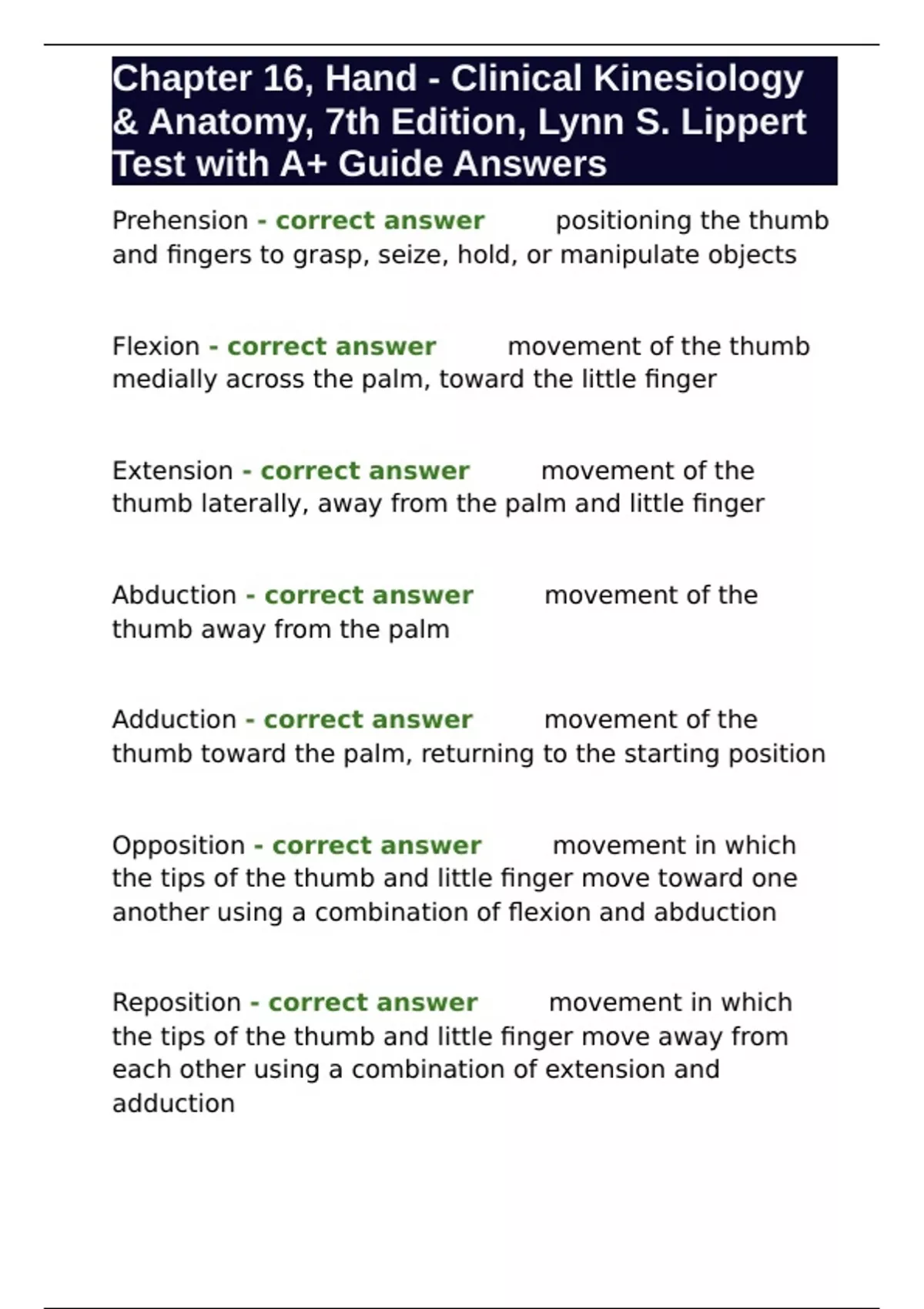 Chapter 16, Hand - Clinical Kinesiology & Anatomy, 7th Edition, Lynn S ...