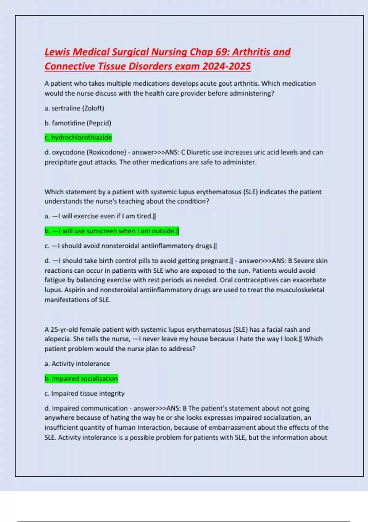 Lewis Medical Surgical Nursing Chap 69: Arthritis and Connective Tissue ...