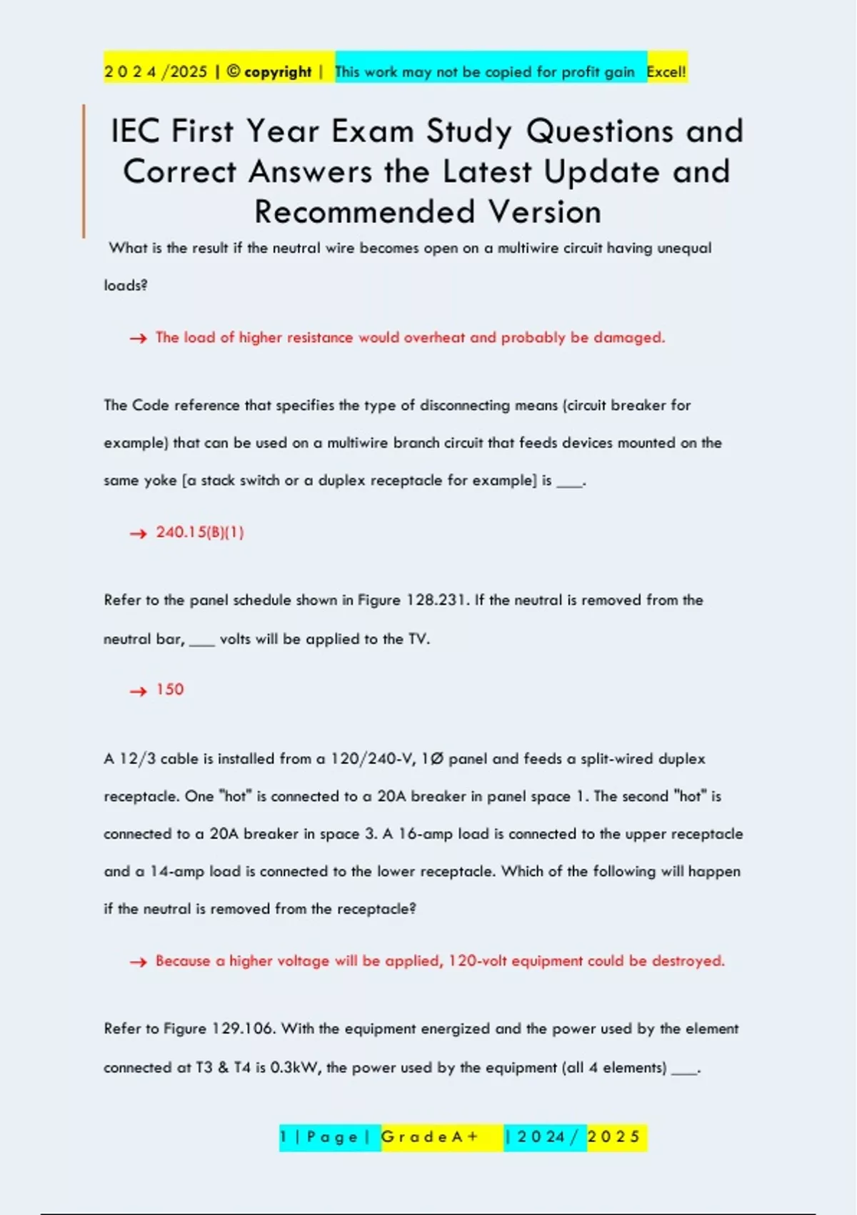 IEC First Year Exam Study Questions and Correct Answers the Latest ...
