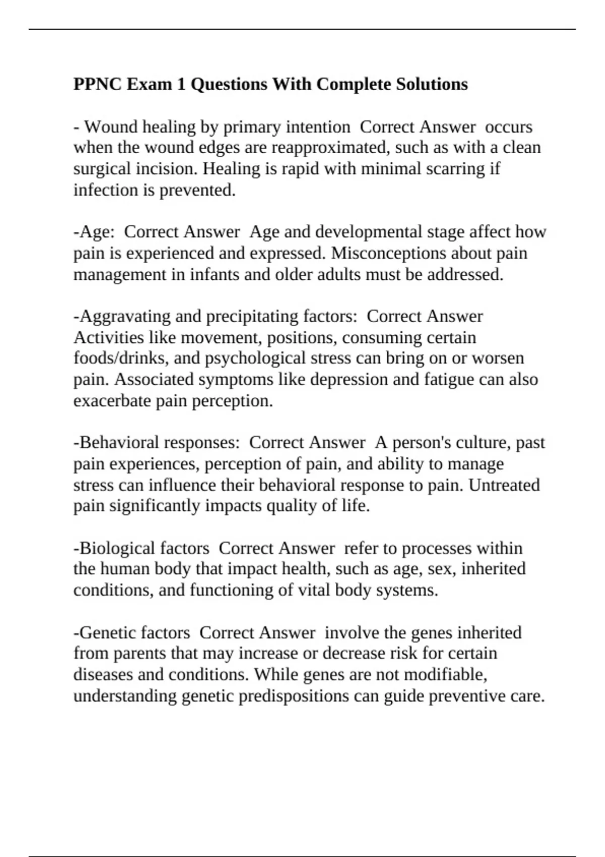 PPNC Exam 1 Questions With Complete Solutions - PPNC - Stuvia US