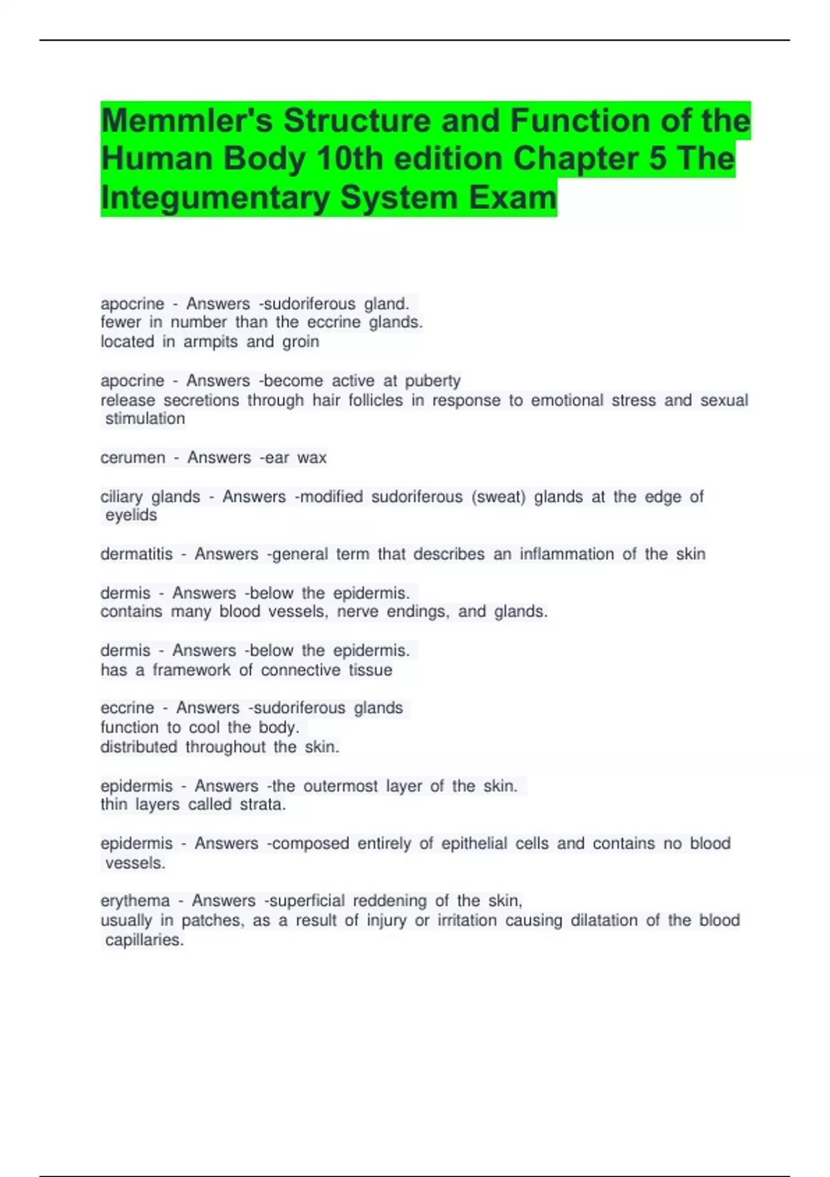 Memmler's Structure and Function of the Human Body 10th edition Chapter ...