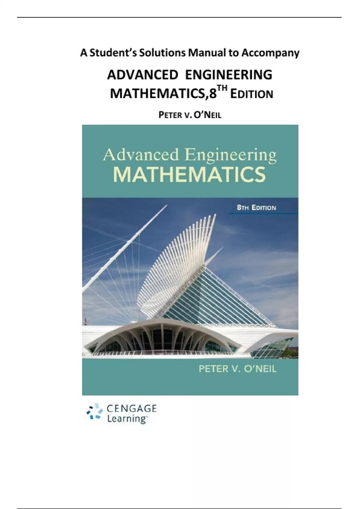 ADVANCED ENGINEERING MATHEMATICS SI EDITION 8TH EDITION BY PETER O NEIL ...