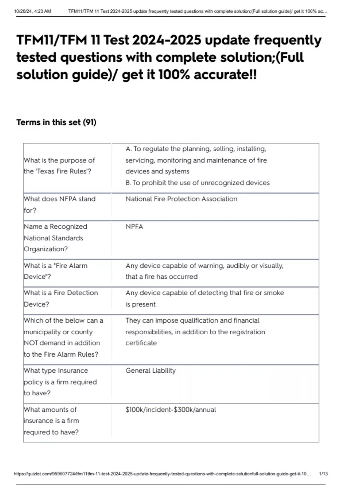 TFM11/TFM 11 Test update frequently tested questions with complete ...