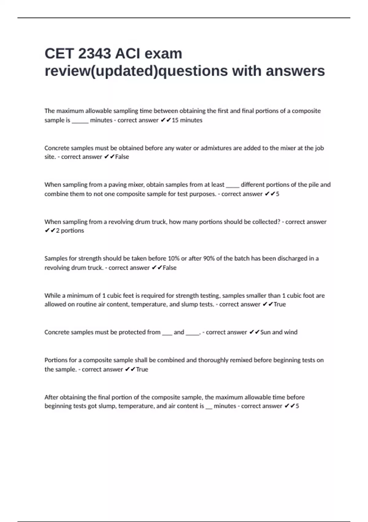 CET 2343 ACI exam review(updated)questions with answers - CET - Stuvia US
