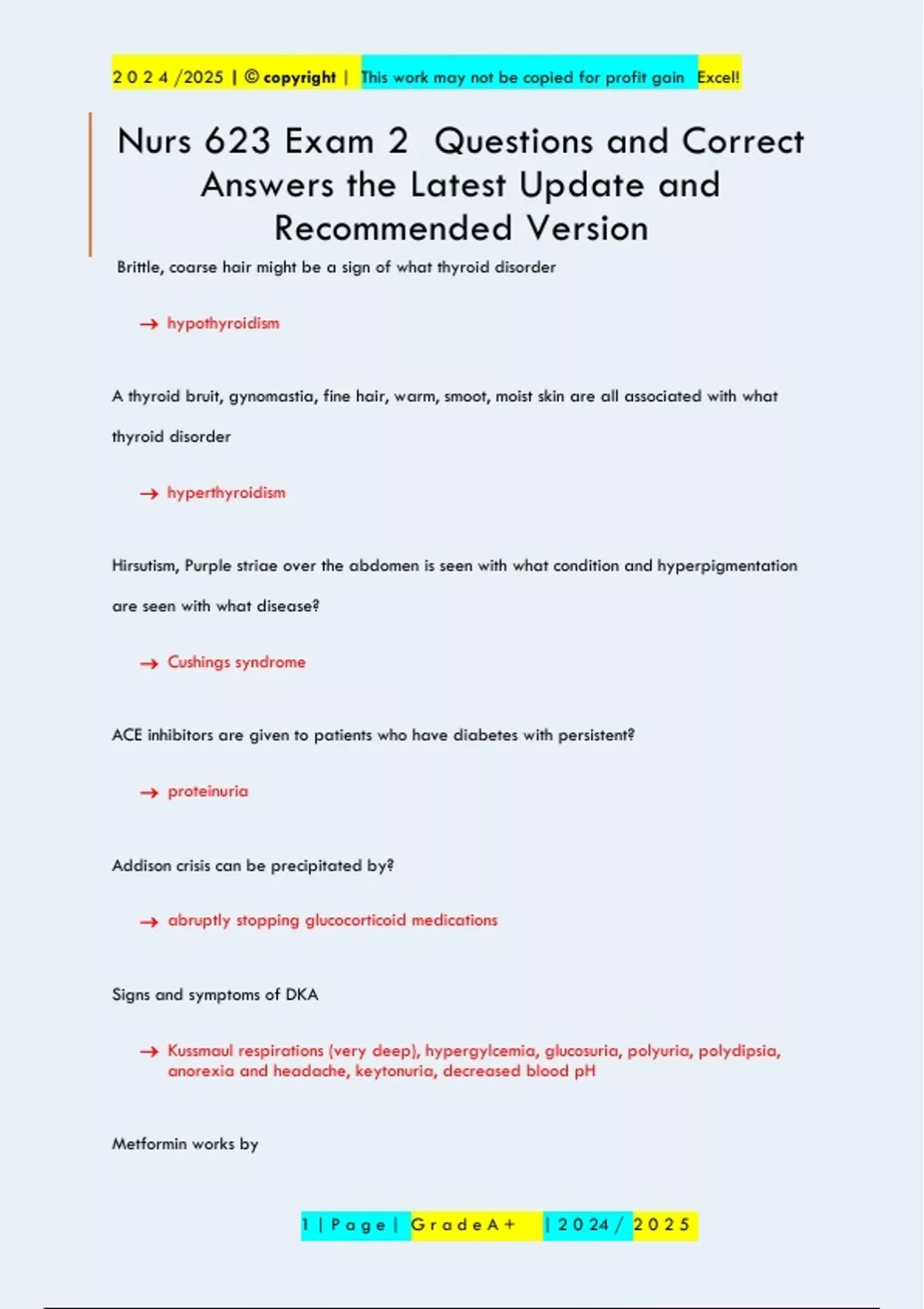 Nurs 623 Exam 2 Questions and Correct Answers the Latest Update and ...