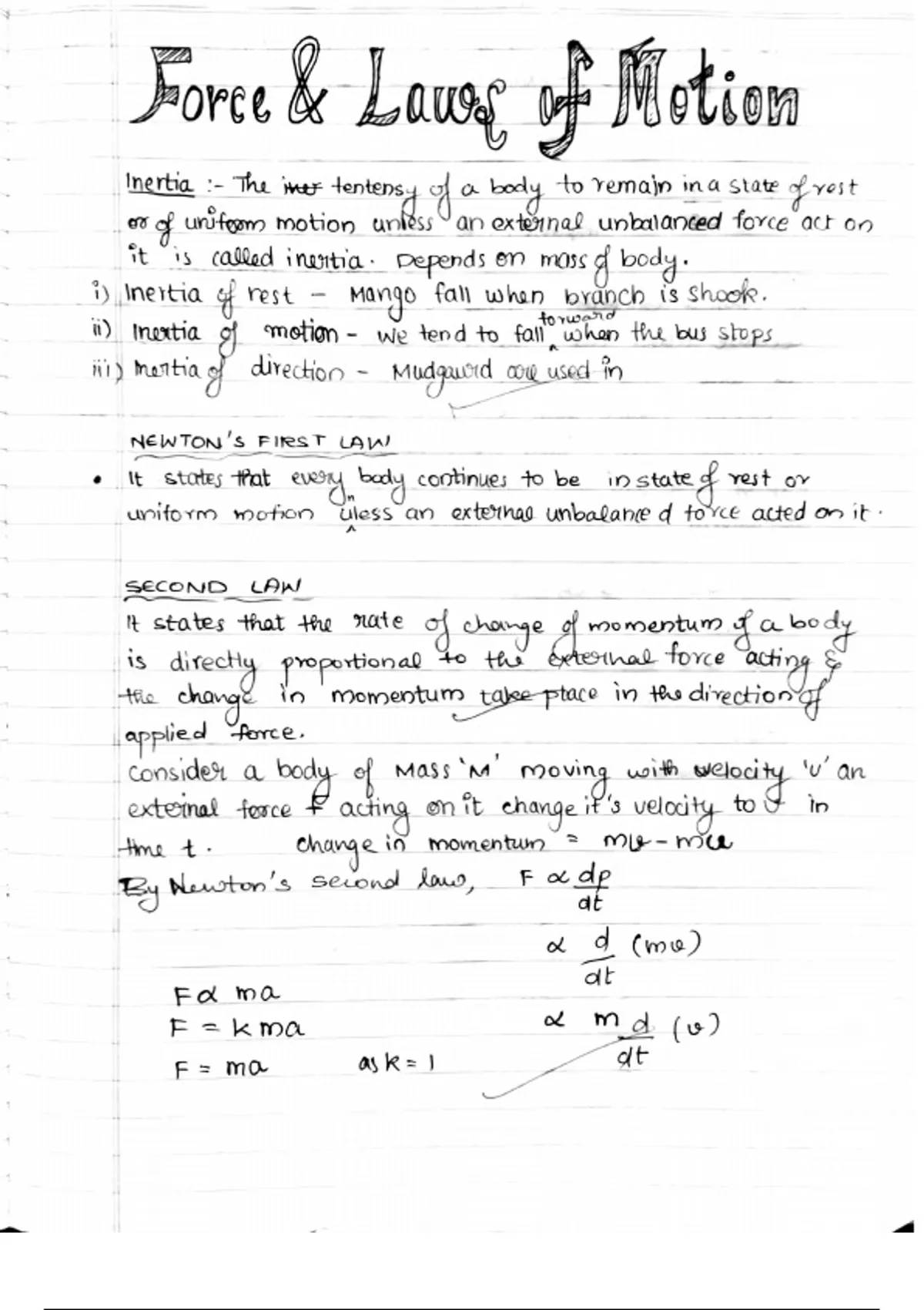 NEWTONS LAWS OF MOTION CLASS 11 NCERT - Physics - Stuvia US
