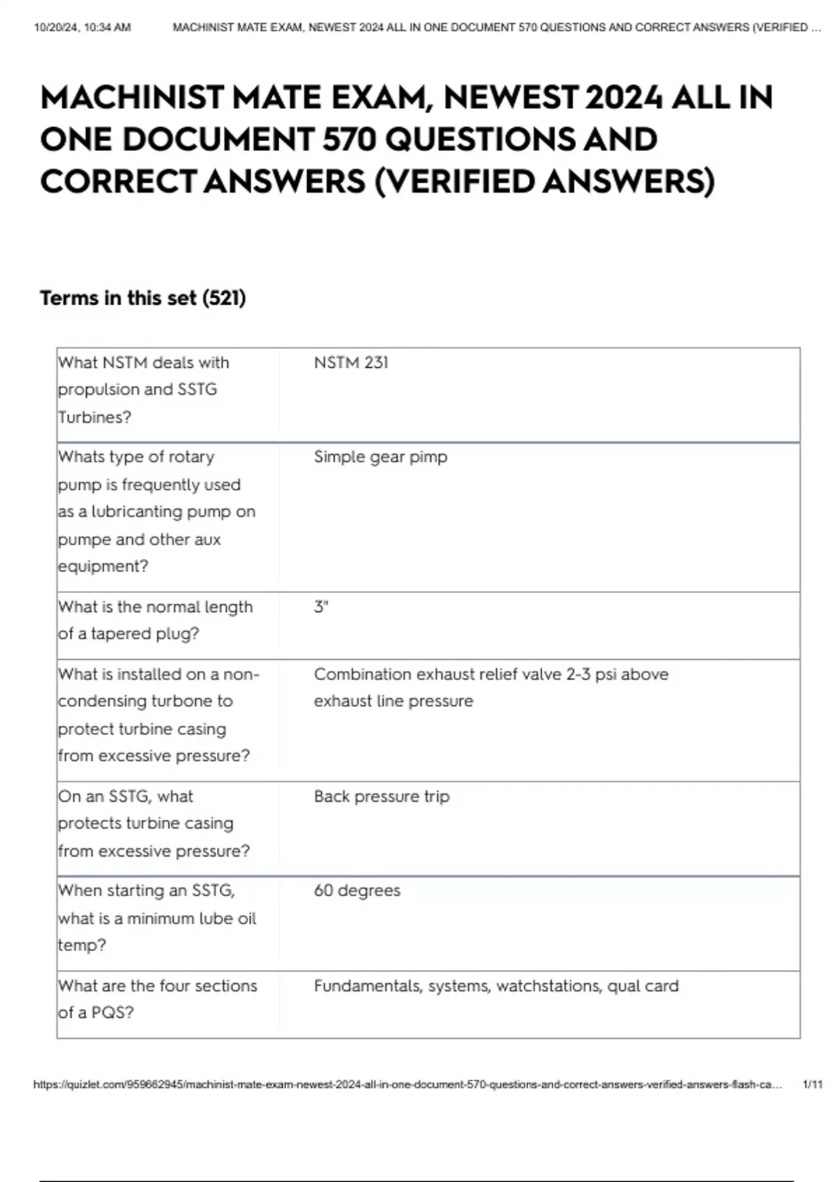 MACHINIST MATE EXAM, NEWEST 2024 ALL IN ONE DOCUMENT 570 QUESTIONS AND CORRECT ANSWERS (VERIFIED ...