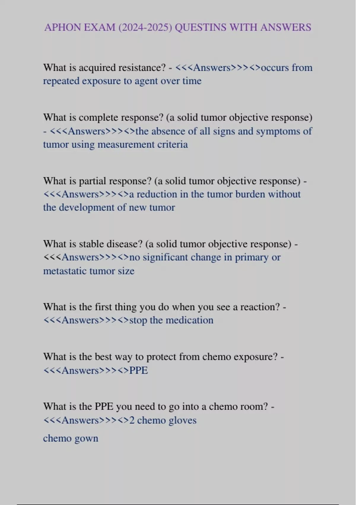 APHON EXAM () QUESTINS WITH ANSWERS - Aphon - Stuvia US