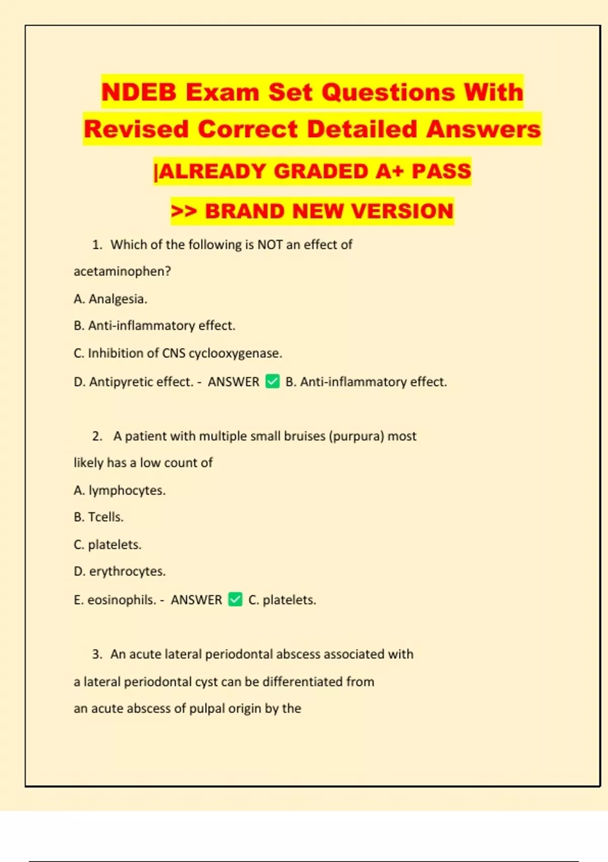 NDEB Exam Set Questions With Revised Correct Detailed Answers |ALREADY ...