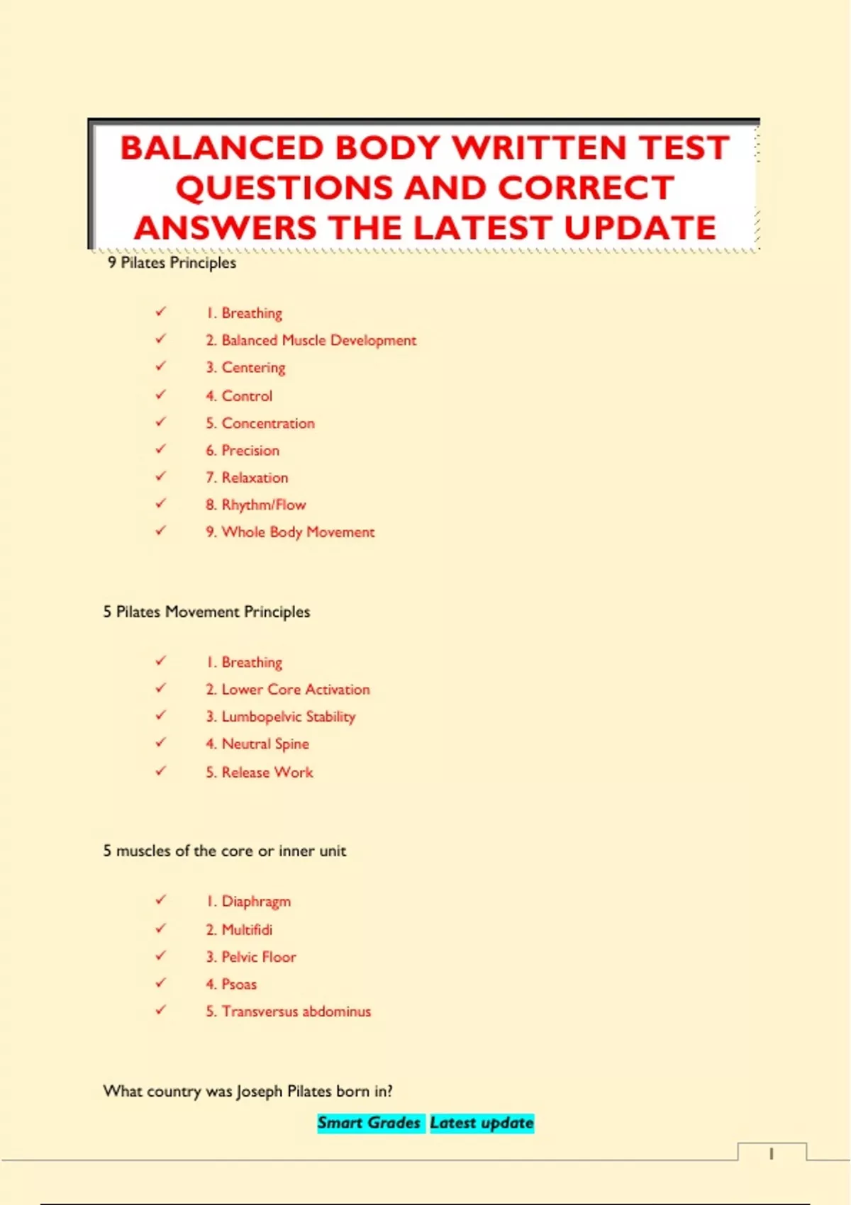 BALANCED BODY WRITTEN TEST QUESTIONS AND CORRECT ANSWERS THE LATEST ...