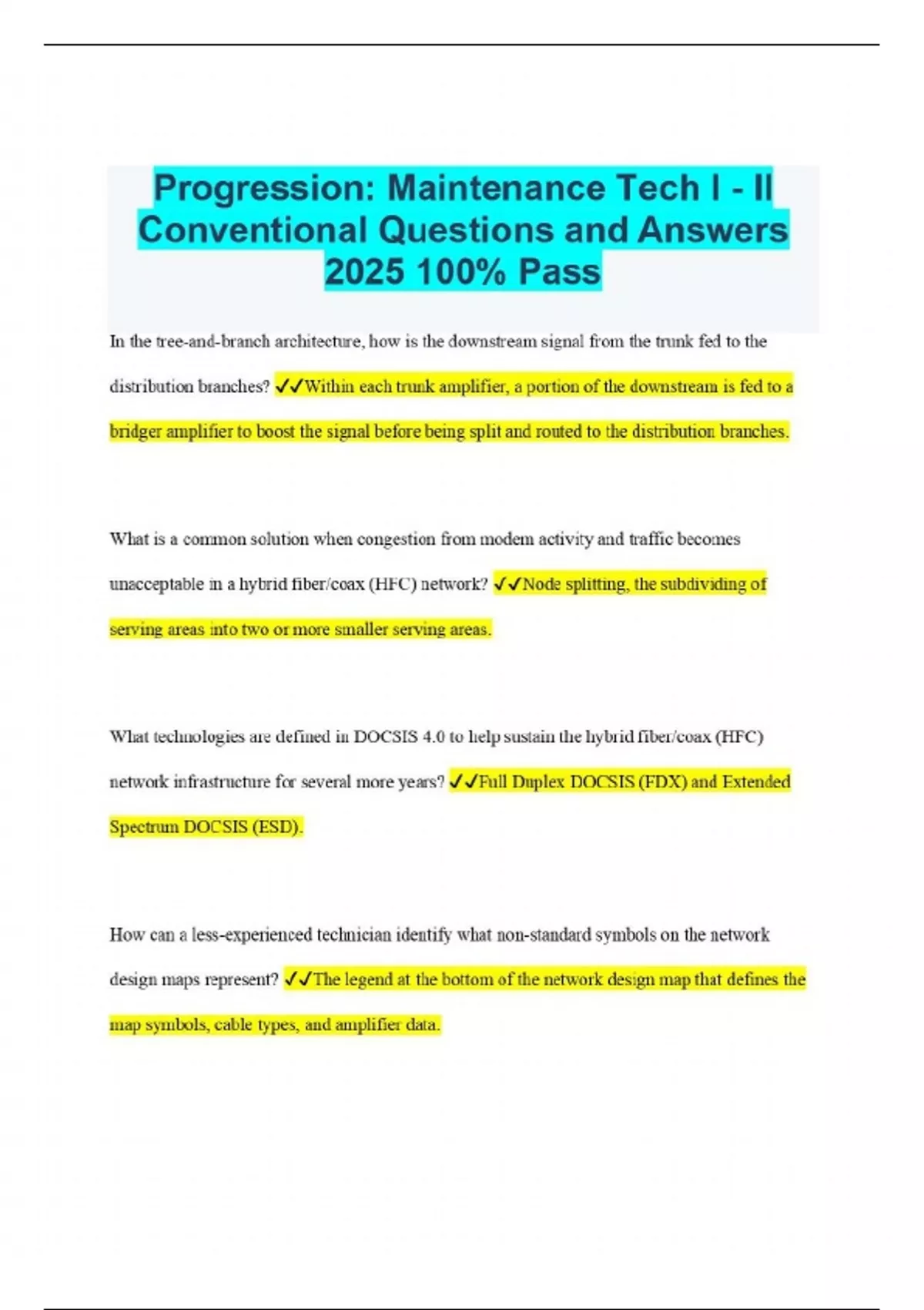 Progression: Maintenance Tech I - II Conventional Questions and Answers ...