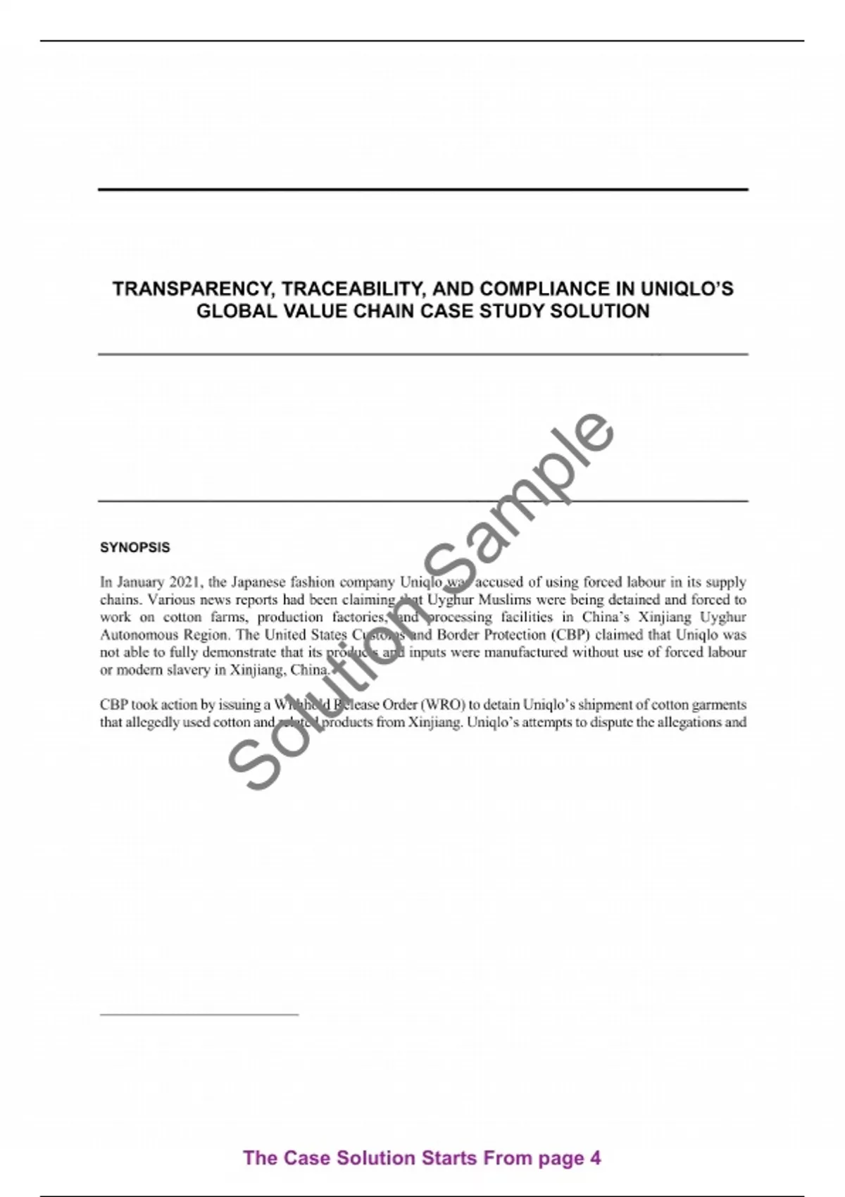 Case Solution for Transparency Traceability and Compliance in Uniqlo’s ...