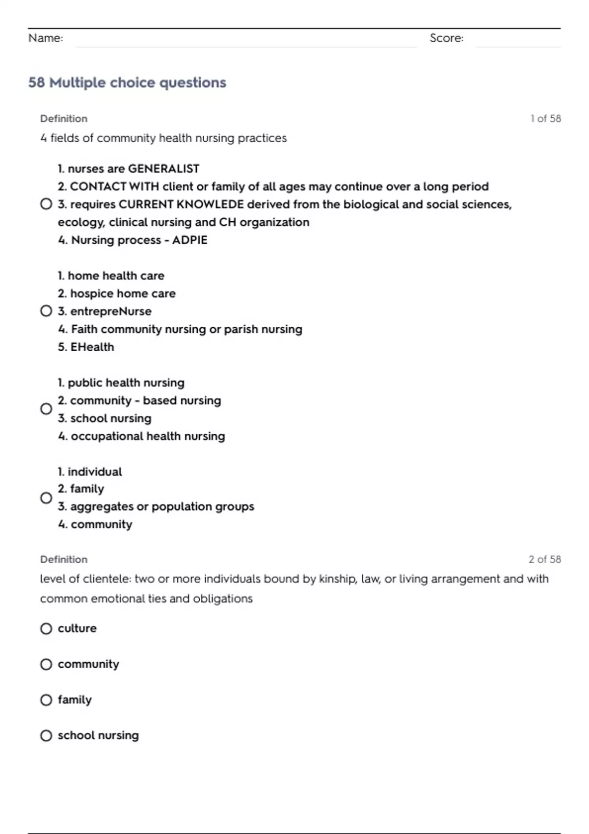 Exam (elaborations) Community Health Nursing (CHN) |CHN THEORY 1M ...