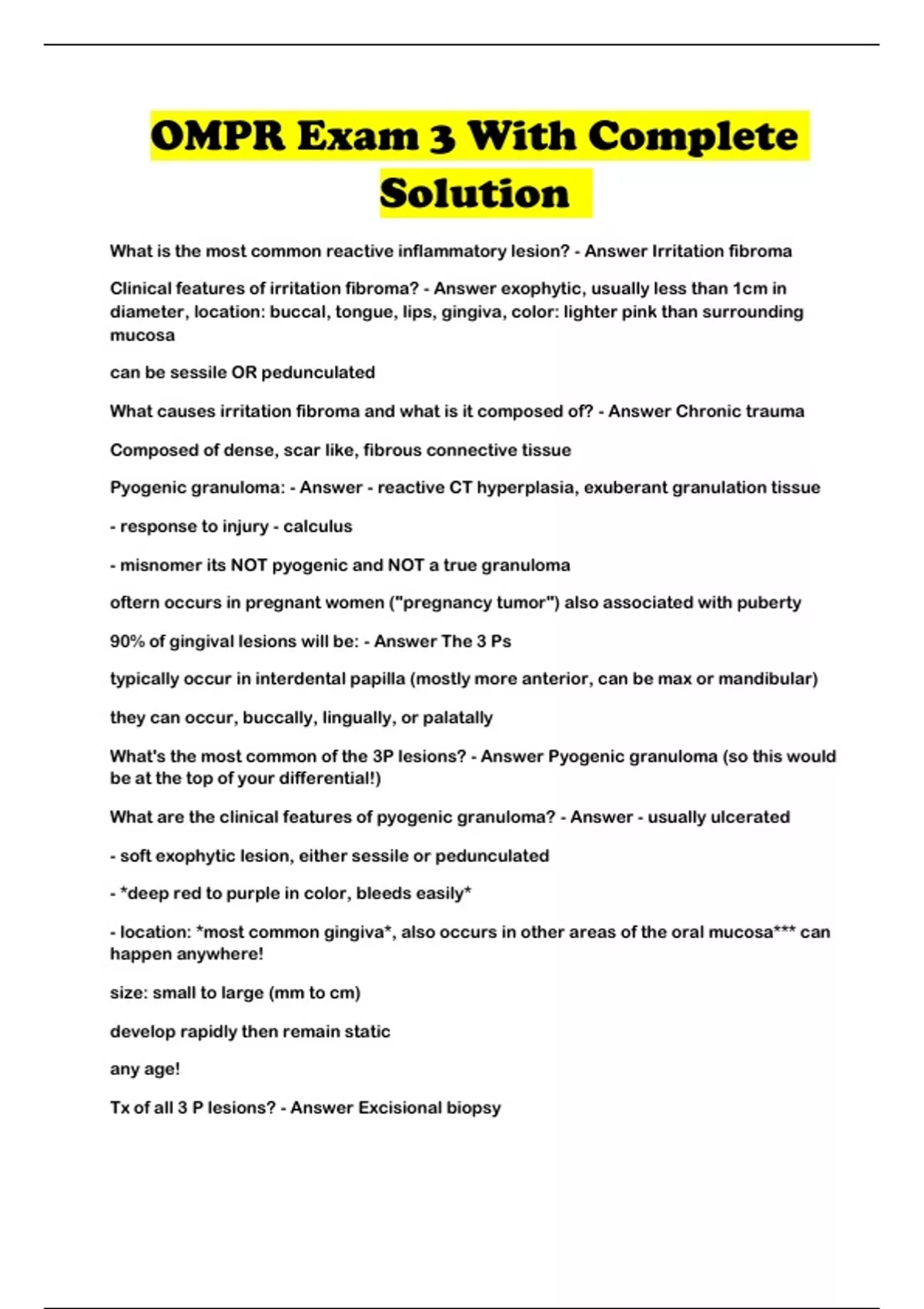 OMPR PACKAGED EXAMS WITH COMPLETE SOLUTION - Stuvia US