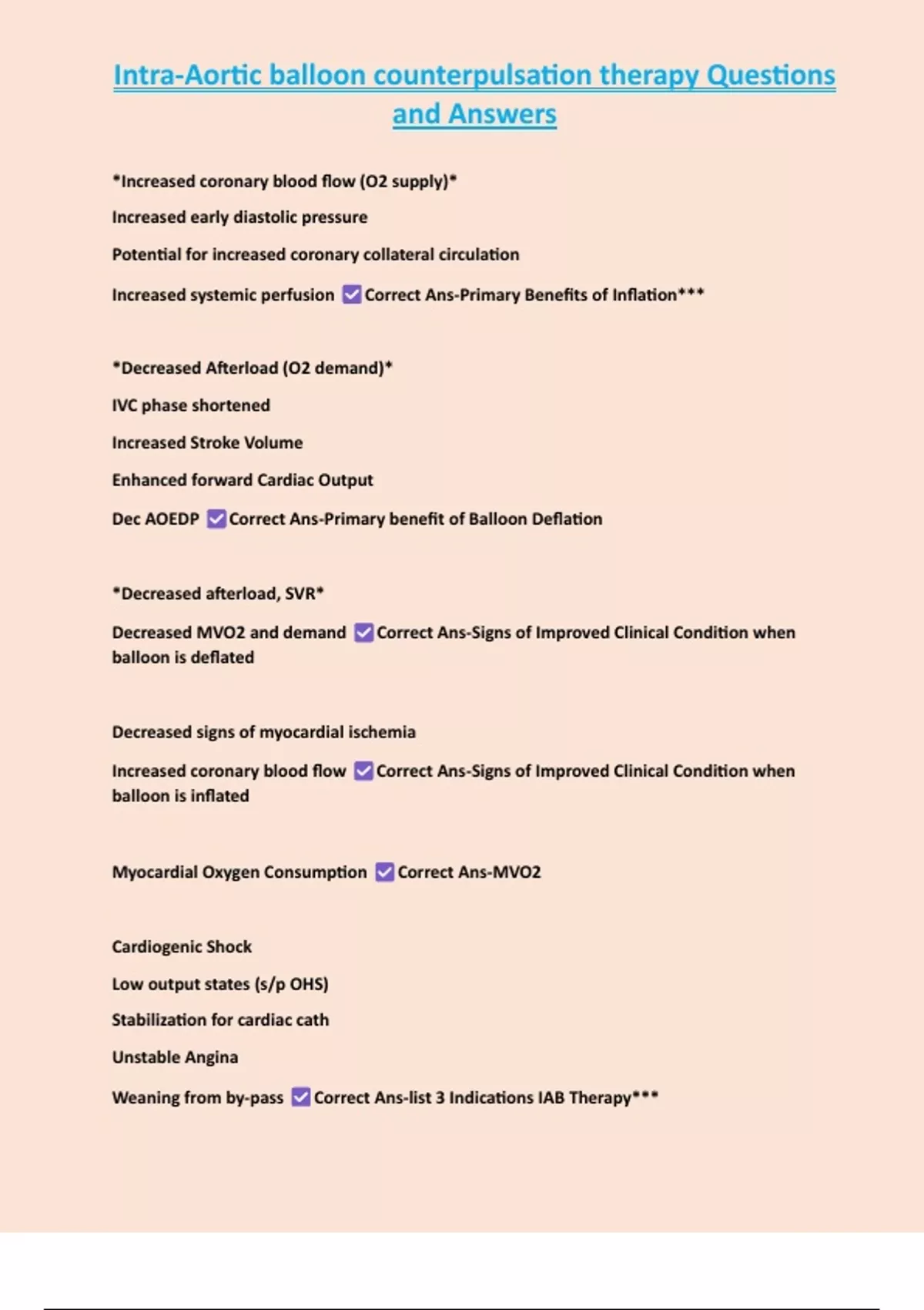Intra-Aortic balloon counterpulsation therapy Questions and Answers ...