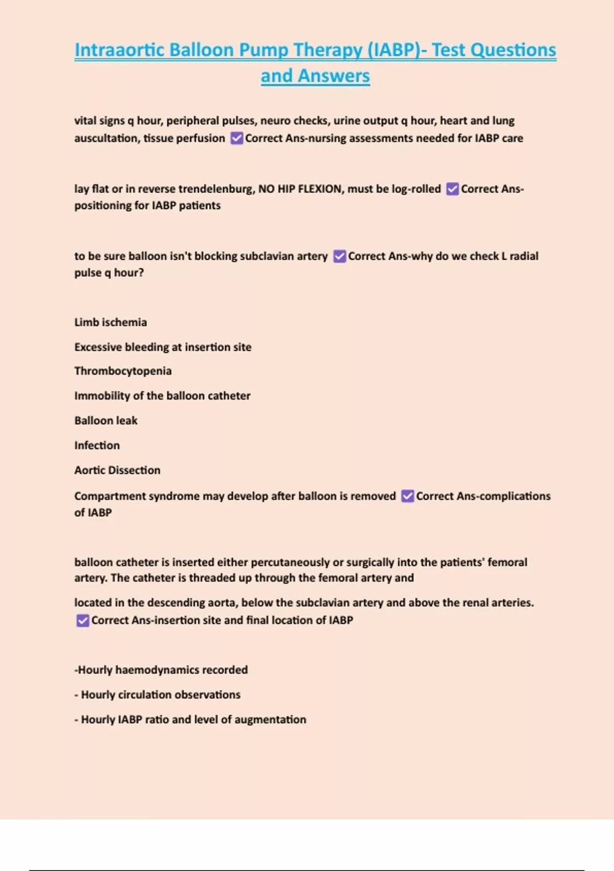 Intraaortic Balloon Pump Therapy (IABP)- Test Questions and Answers ...