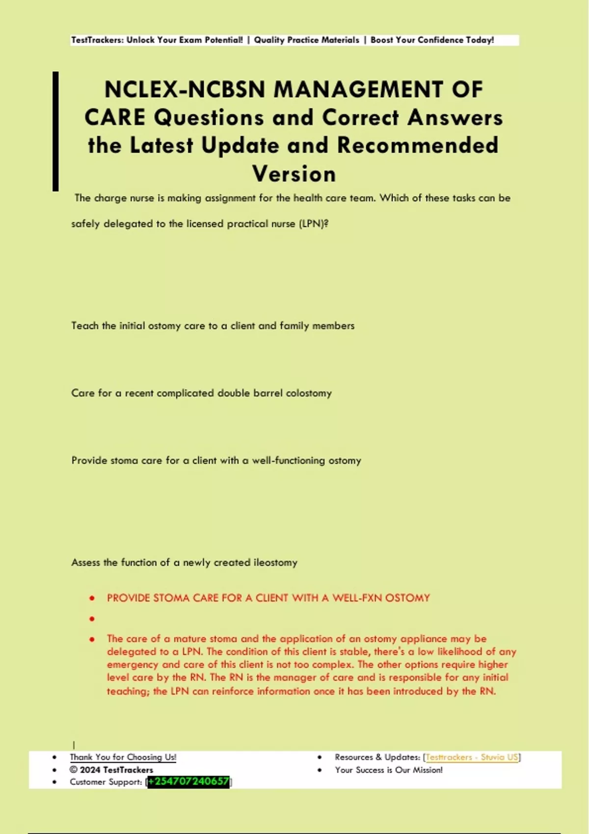 NCLEX-NCBSN MANAGEMENT OF CARE Questions and Correct Answers the Latest ...