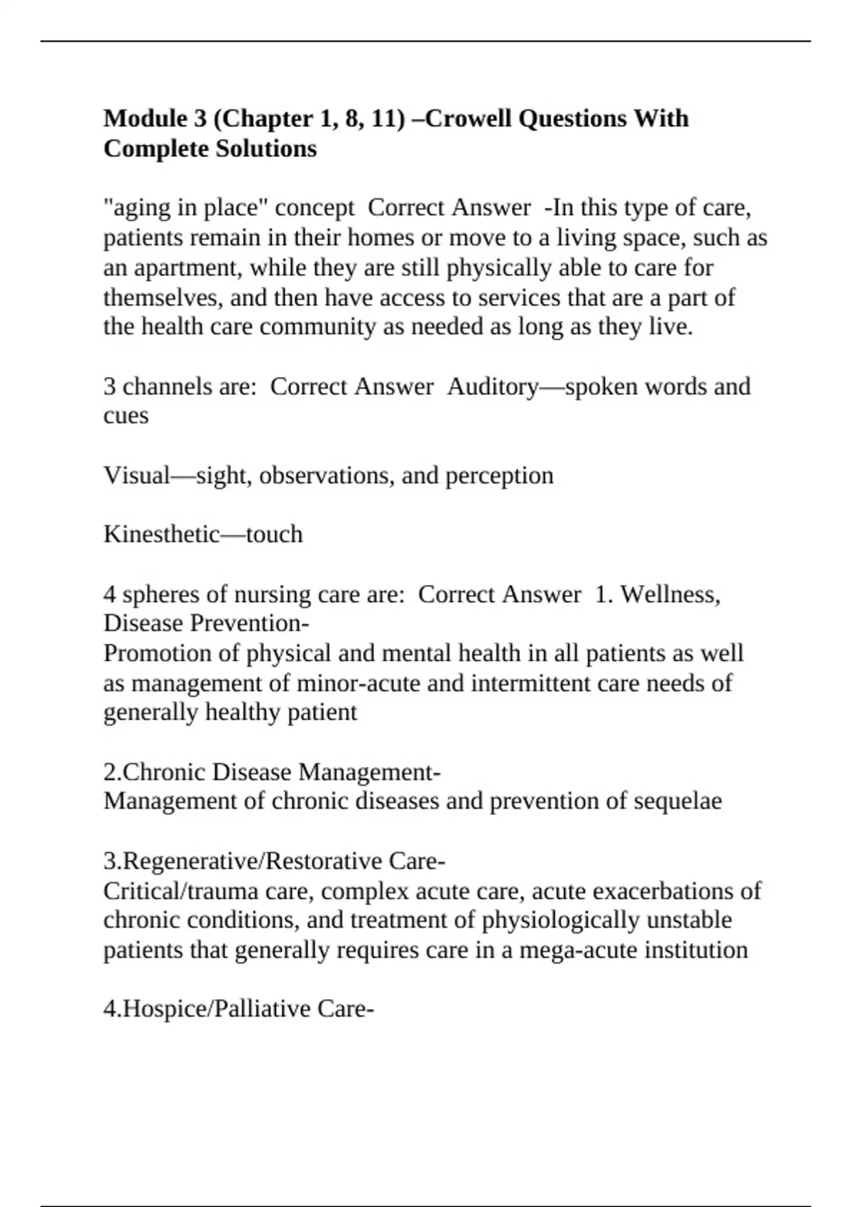 Module 3 (Chapter 1, 8, 11) –Crowell Questions With Complete Solutions ...