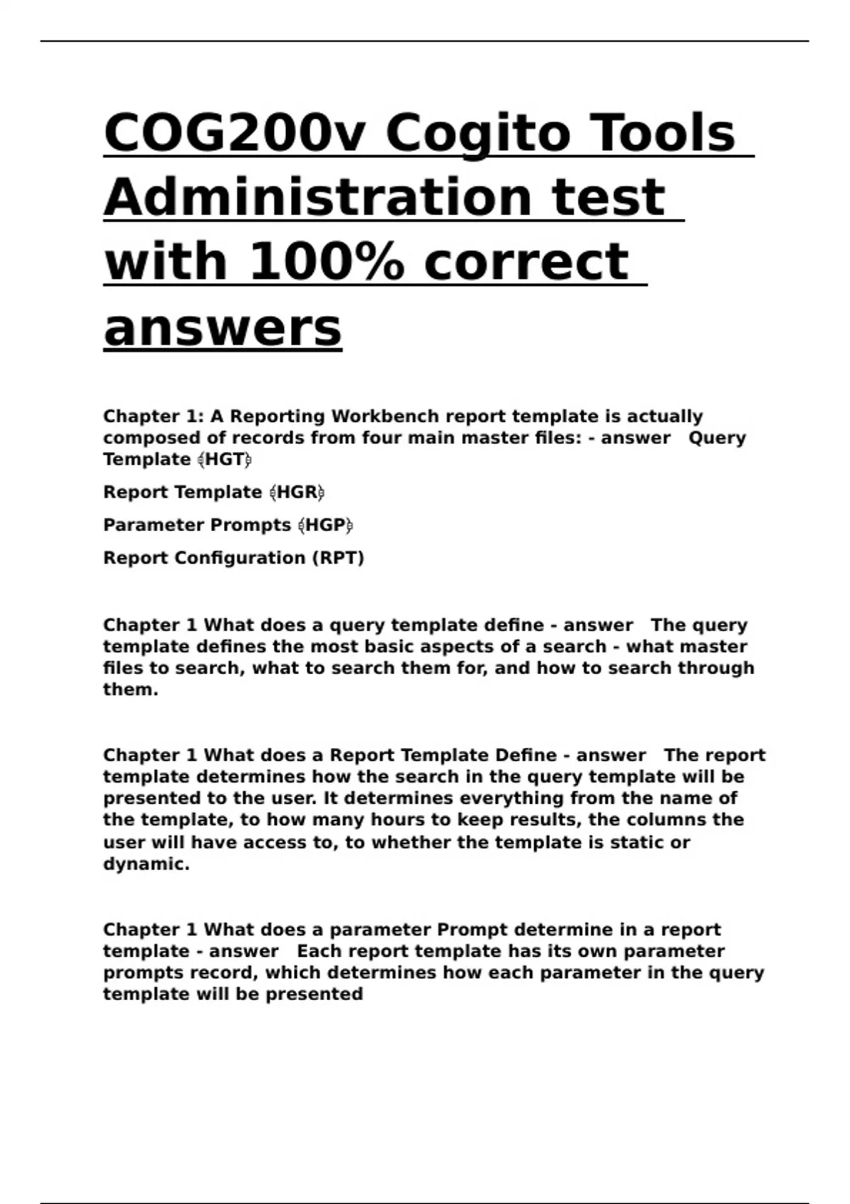 COG200v Cogito Tools Administration test with 100- correct answers ...