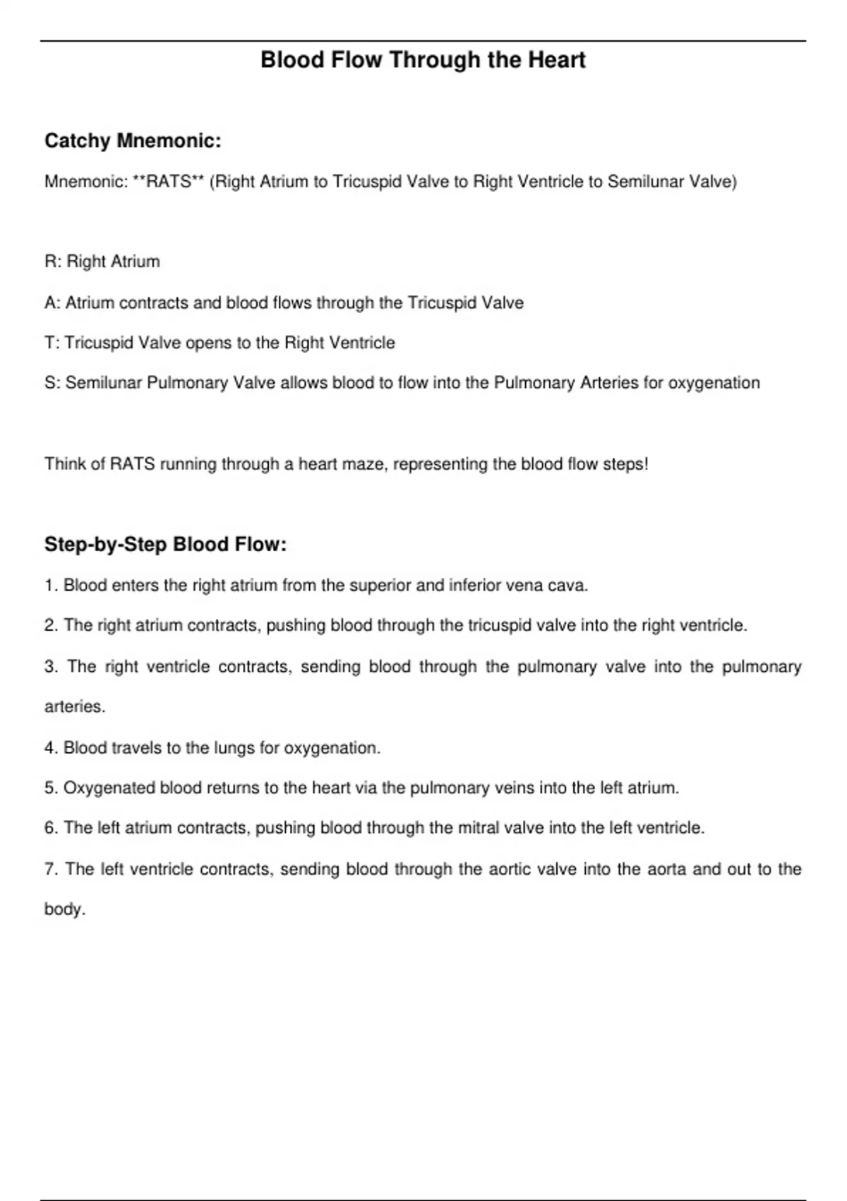 The Heart’s Journey: Blood Flow Mnemonic Guide for Nursing Students ...