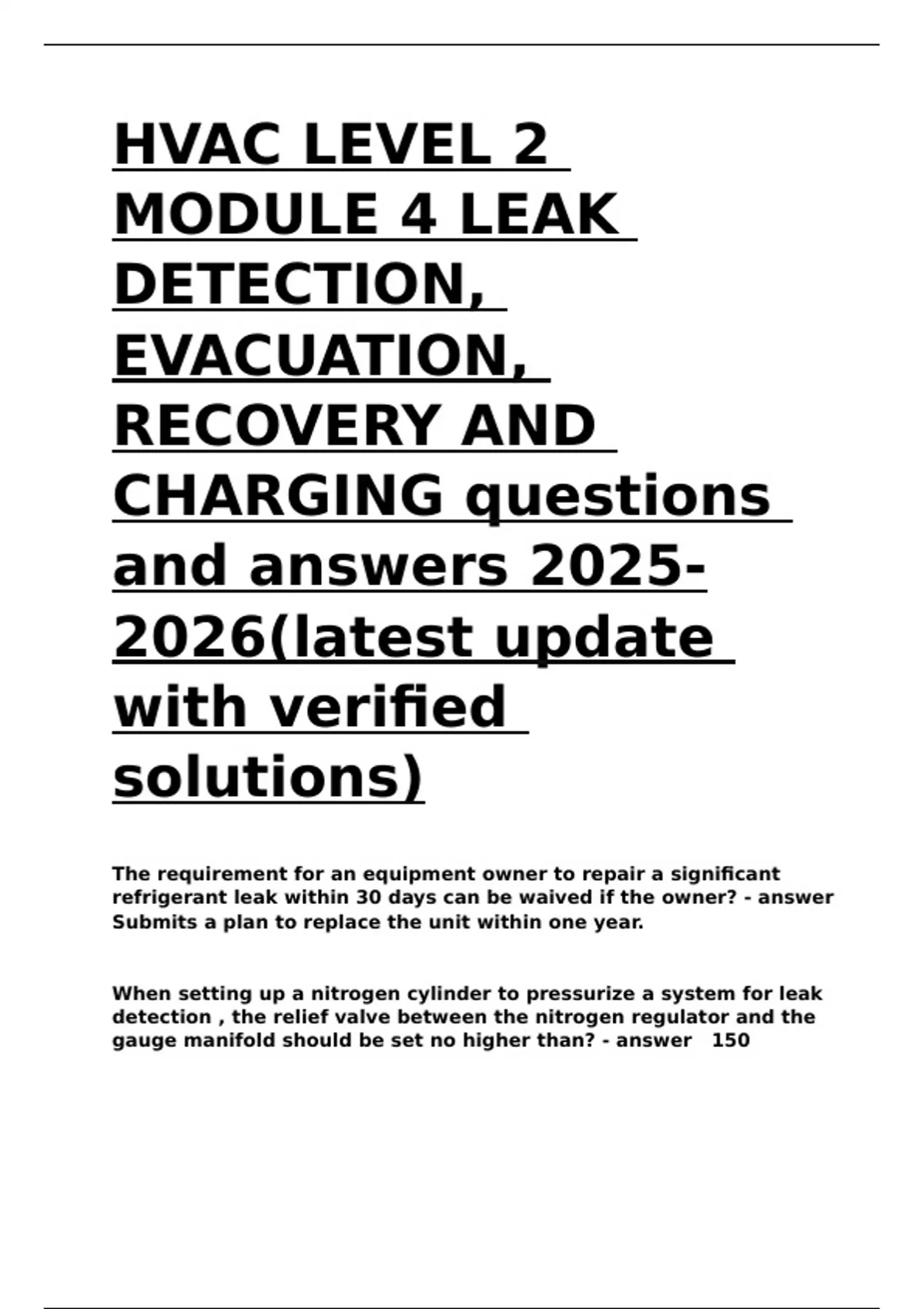 HVAC LEVEL 2 MODULE 4 LEAK DETECTION, EVACUATION, RECOVERY AND CHARGING ...