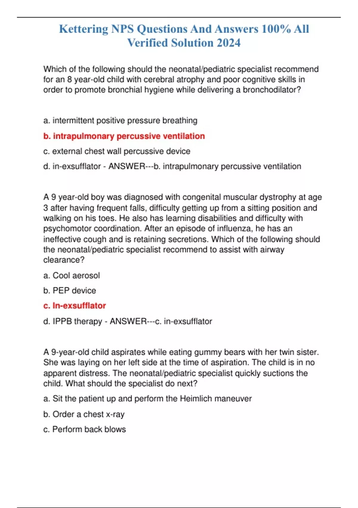 Kettering NPS Questions And Answers 100% All Verified Solution 2024 ...