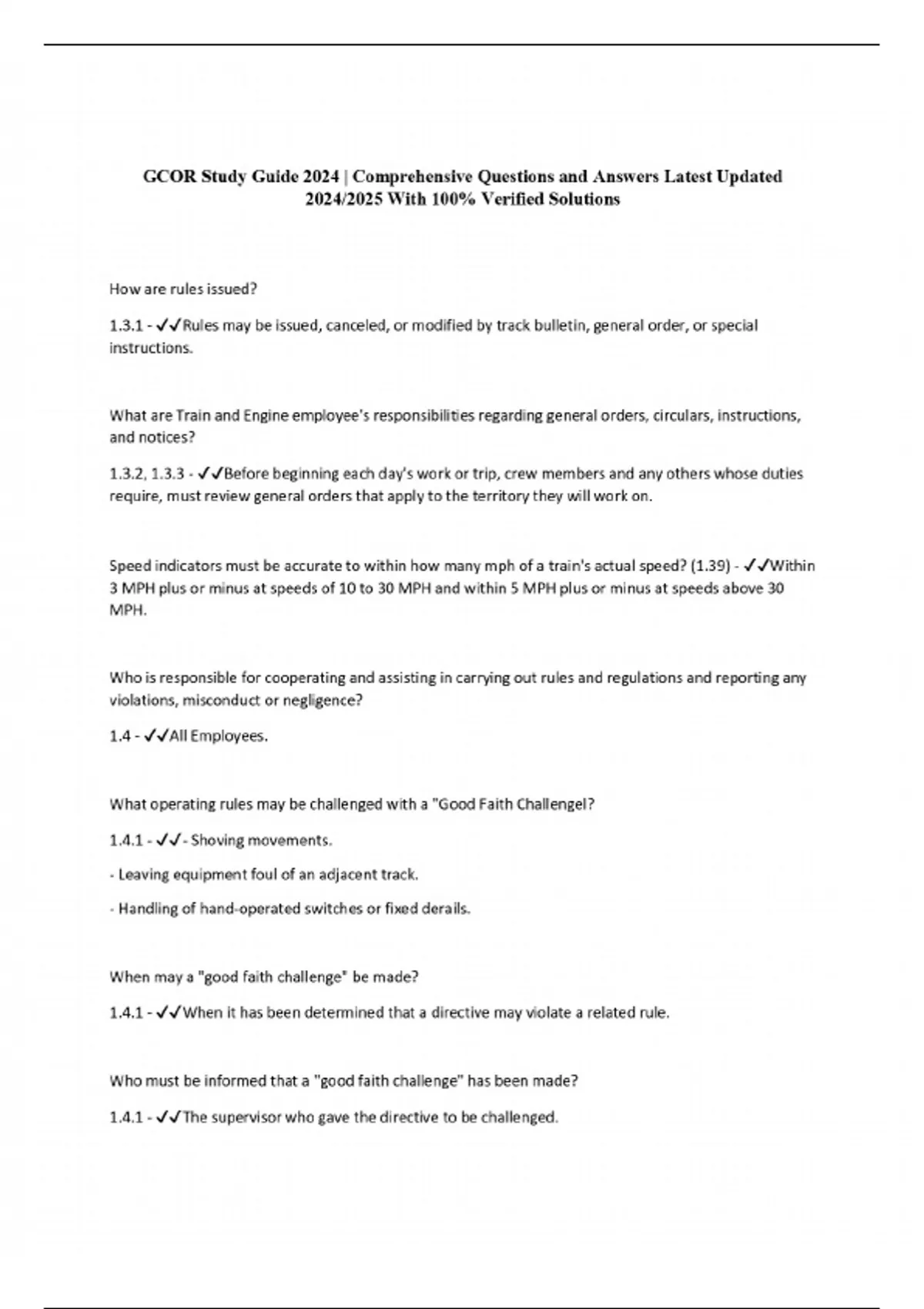 GCOR Study Guide 2024 | Comprehensive Questions and Answers Latest ...