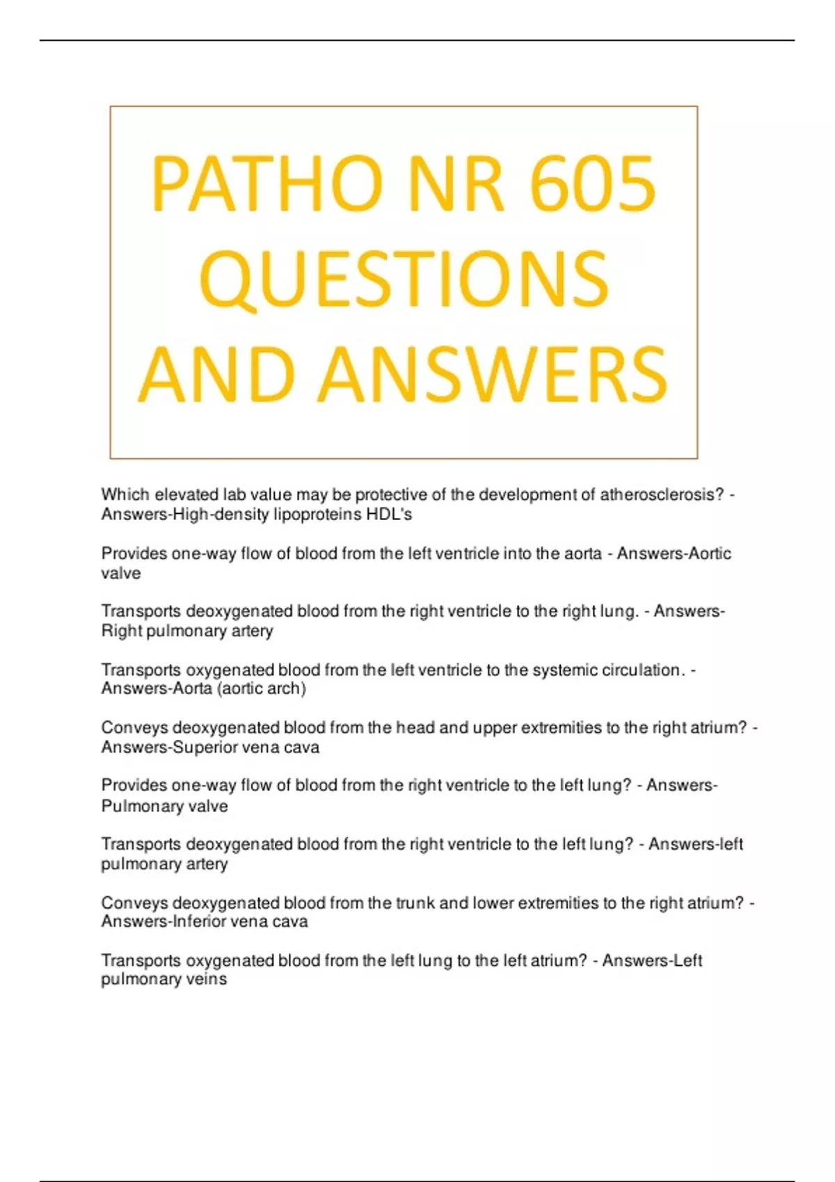 PATHO NR 605 QUESTIONS AND ANSWERS - PATHO NR 605 - Stuvia US